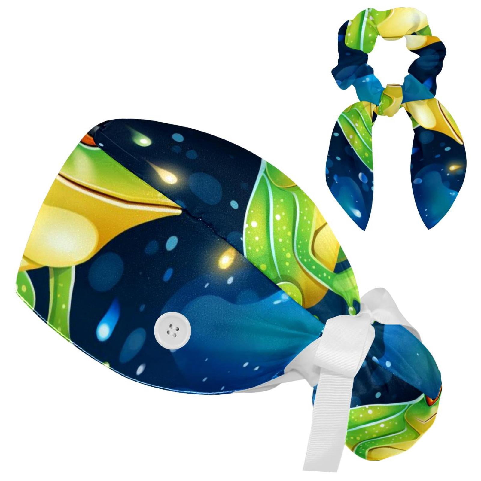 Starry Frog Adjustable Working Cap with Buttons/ Bow Hair Scrunchy with ...