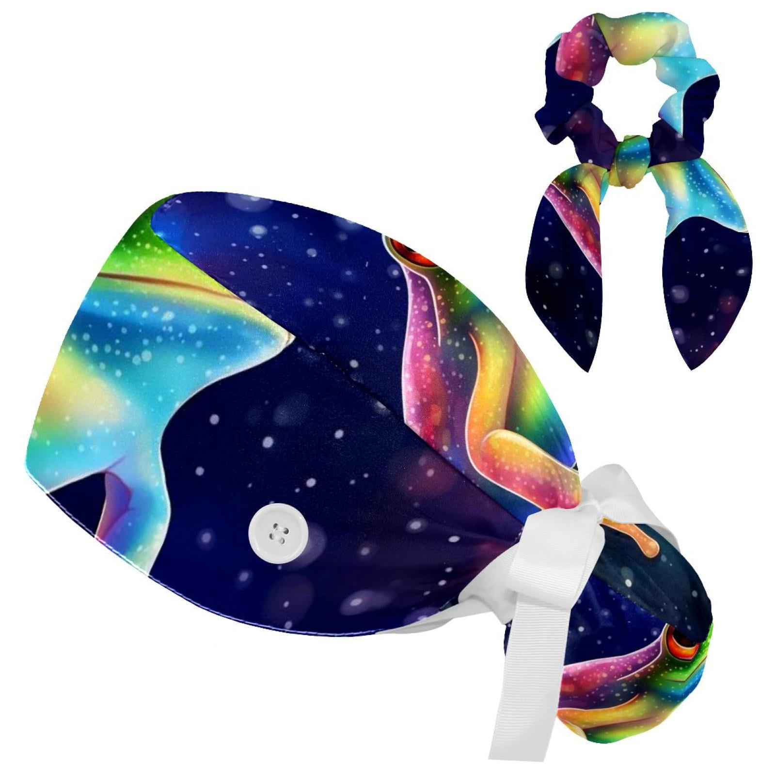 Starry Frog Scrub Cap with Matching Scrunchy and Bow Hair Matching ...