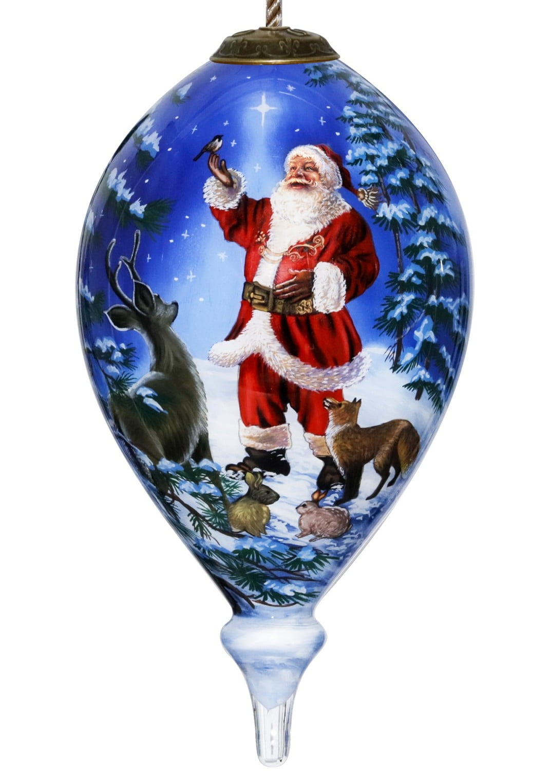 Starry Heaven and Santa Hand Painted Mouth Blown Glass Ornament ...