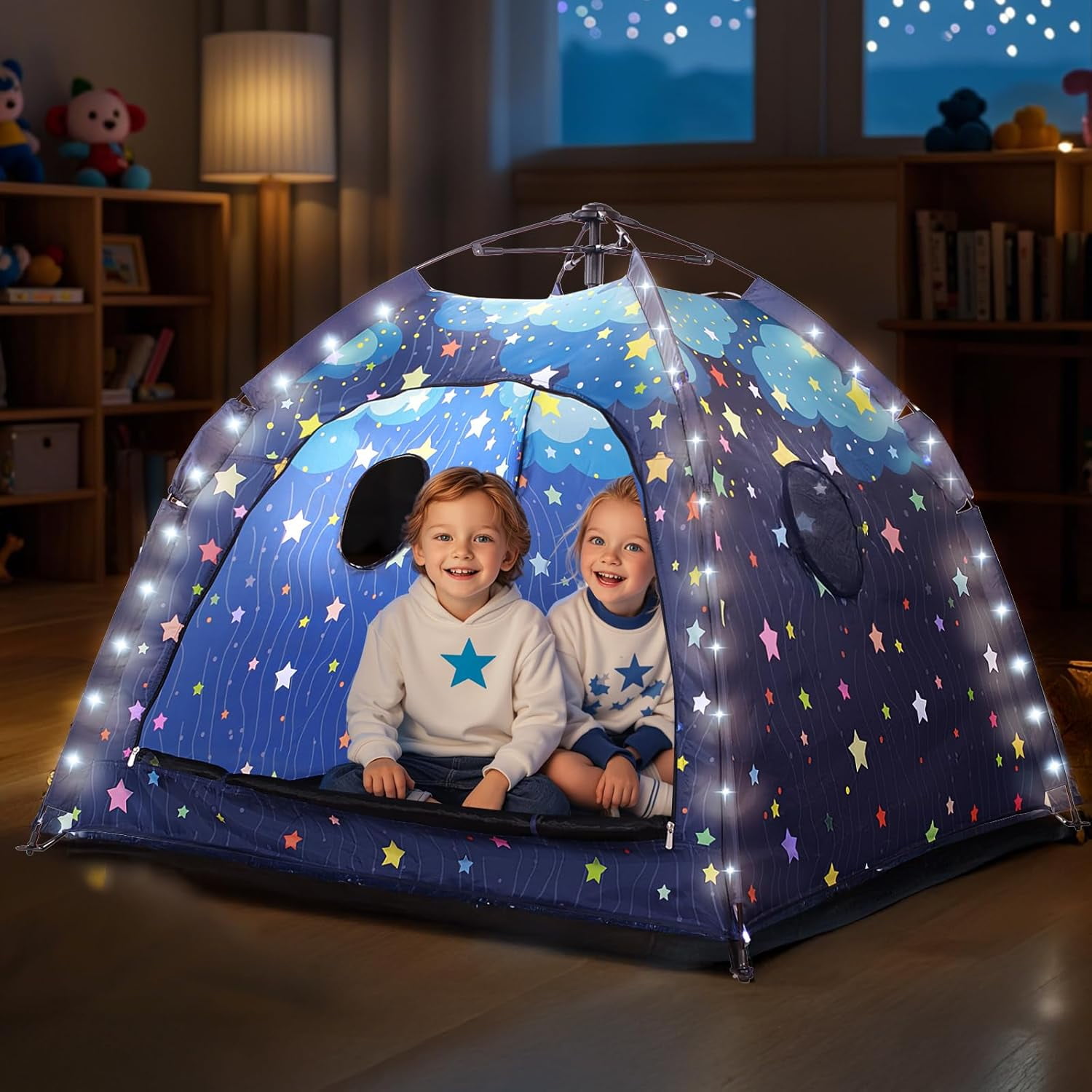 Starry Kids Play Tent with String Lights & Portable Carry Bag for ...