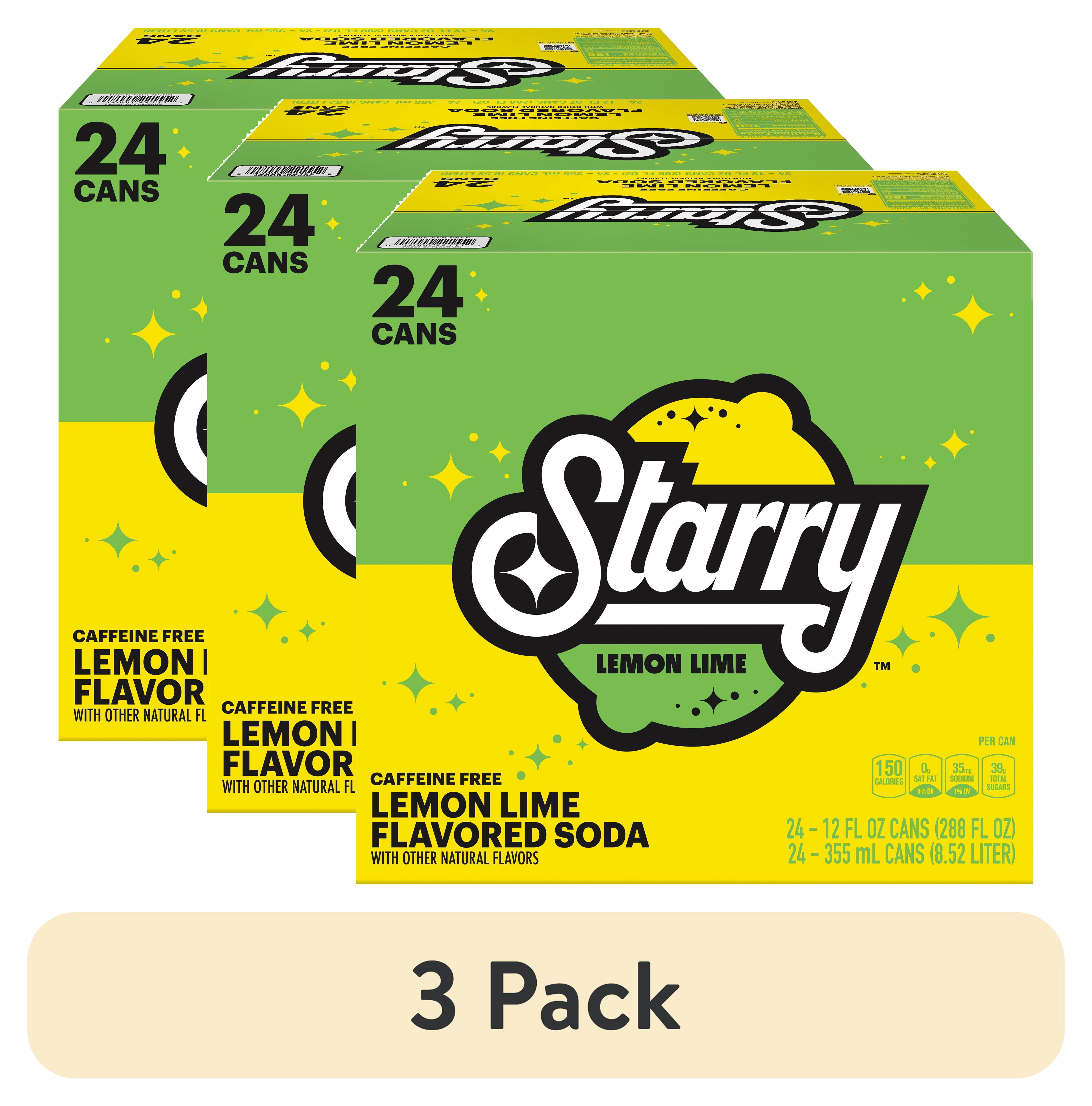 (3 pack) Starry Lemon Lime Soda Pop, 12 fl oz, 24 Pack Cans - Walmart.com