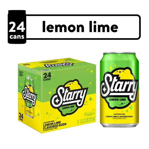 Starry Lemon Lime Soda Pop, 12 fl oz, 24 Pack Cans - Walmart.com