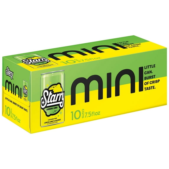 Starry Lemon Lime Soda Pop, 7.5 fl oz, 10 Pack Mini Cans - Walmart.com