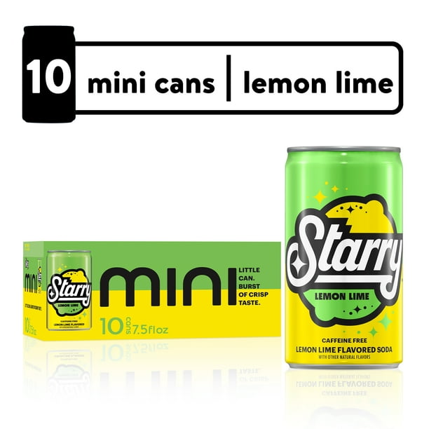 Starry Lemon Lime Soda Pop, 7.5 fl oz, 10 Pack Mini Cans - Walmart.com