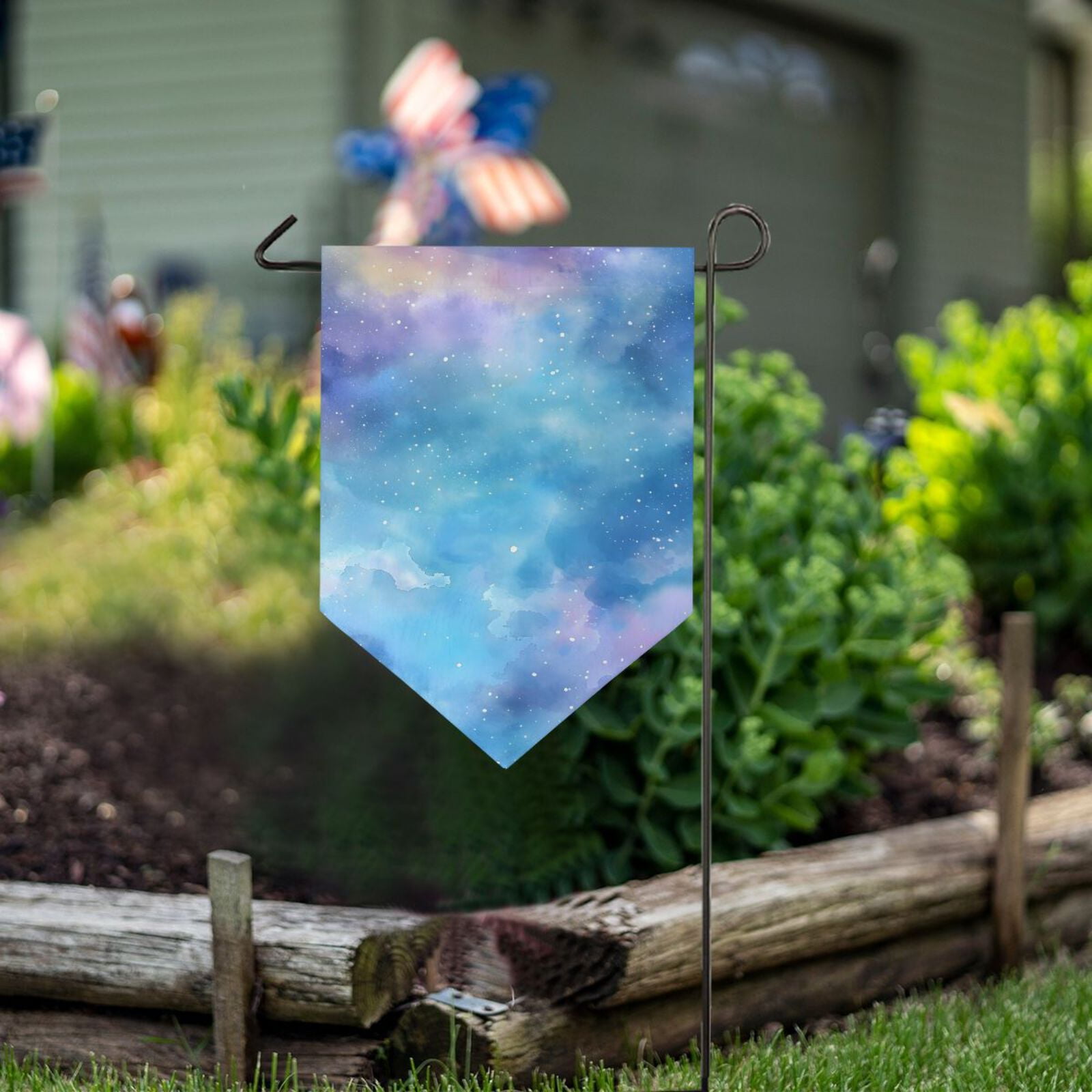Starry Light Blue Sky Garden Flag 18" x 12.5" Double Sided Yard Lawn ...