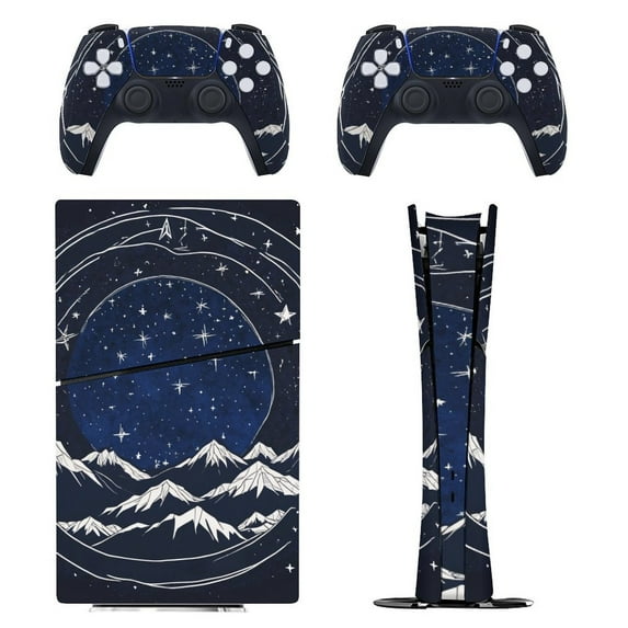 Starry Mountain Circle Console Skin Bundle for PS5 Pro Slim Disc ...