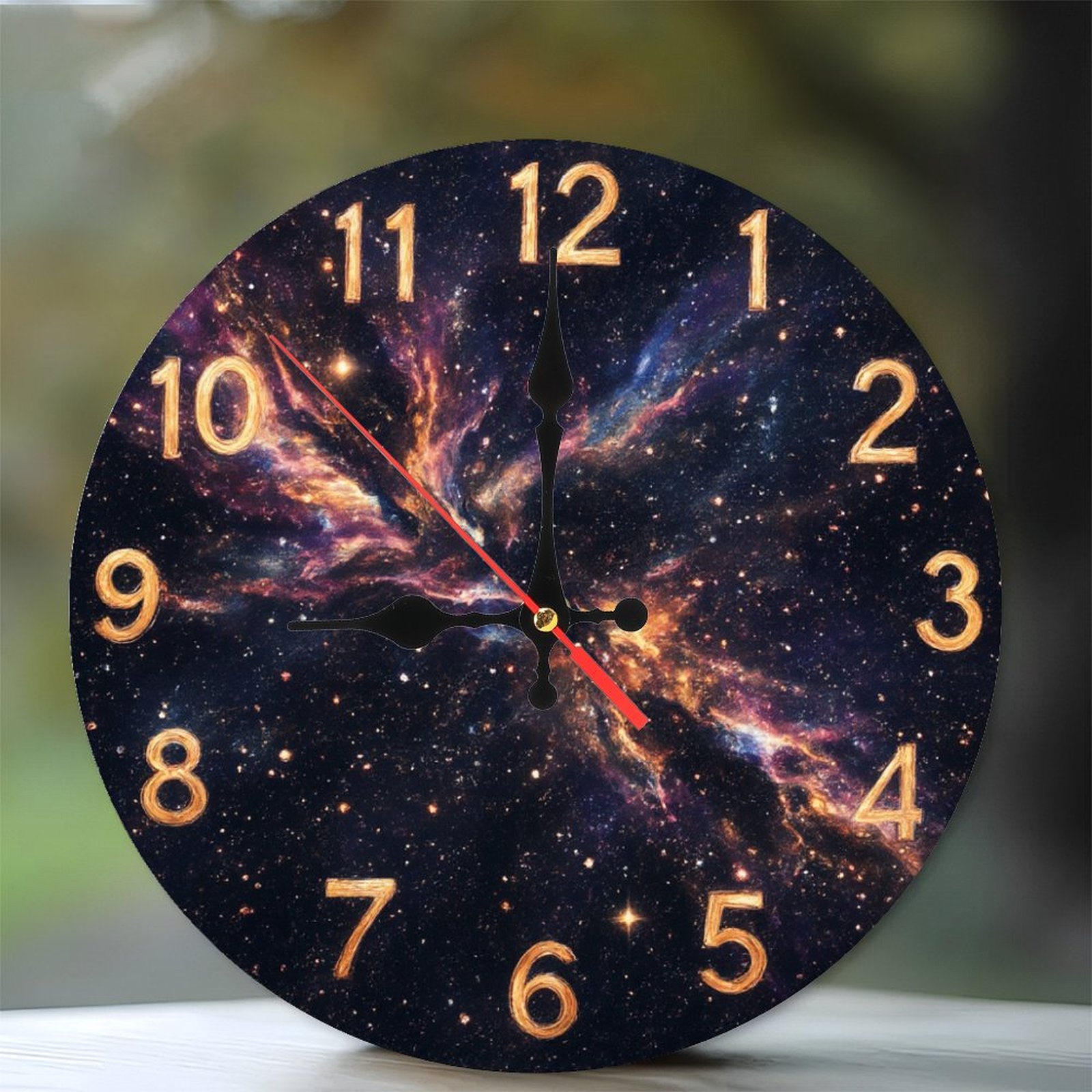 Starry Nebula Clock Wall Decor Home Decor 10-Inch Silent Wooden Wall ...