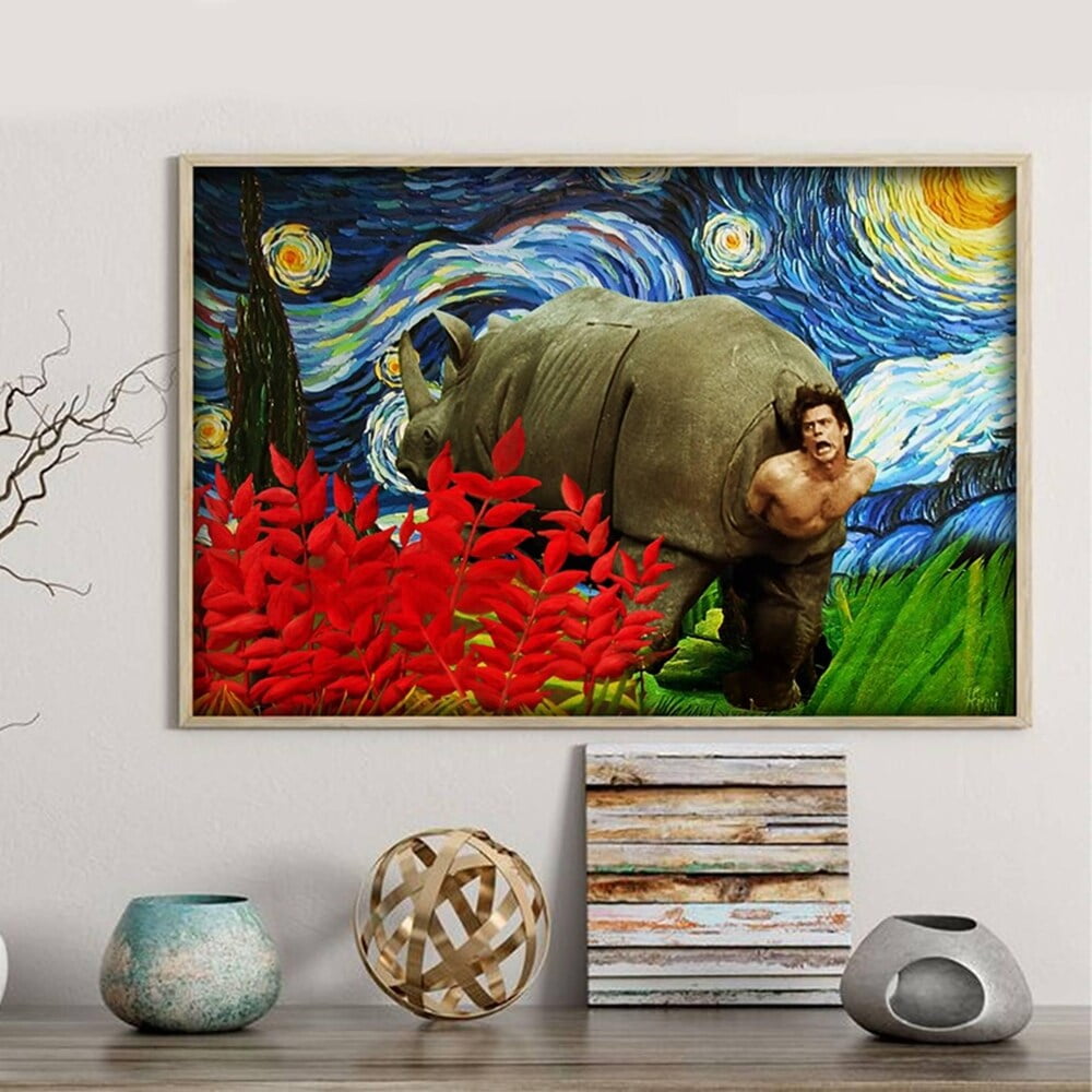 Starry Night Ace Ventura Rhino Movie Poster, Jim Carrey, Funny Bathroom ...