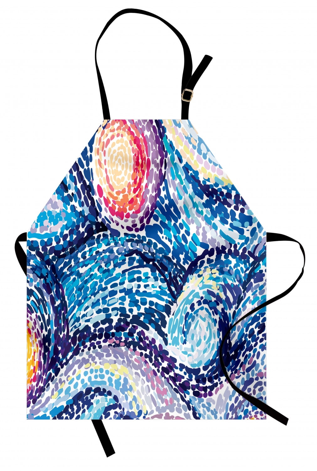 Starry Night Apron Colorful Doodle Dots Wavy Lines Spirals and Circles ...