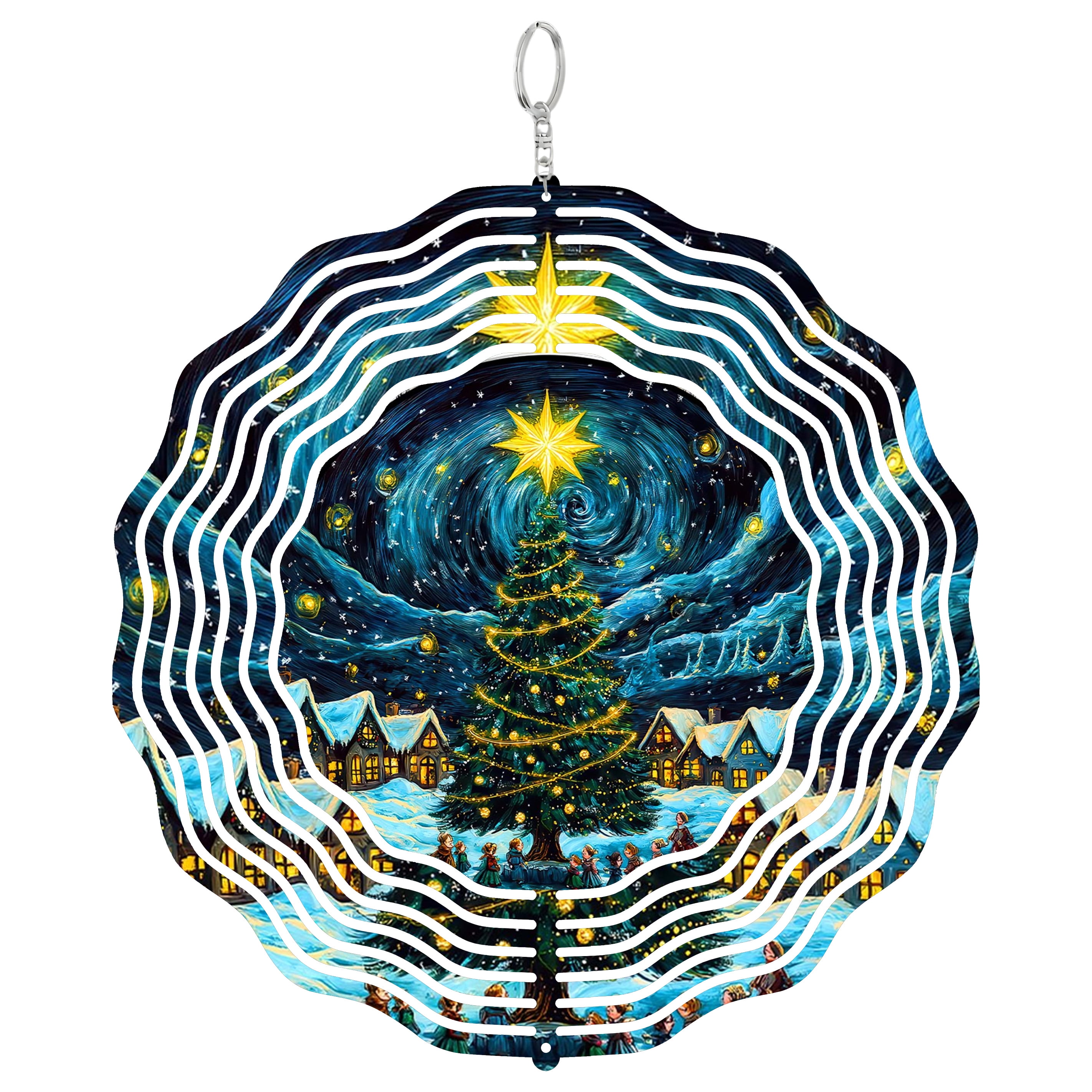 Starry Night Christmas Tree 3D Wind Spinner Kinetic Hanging Garden ...