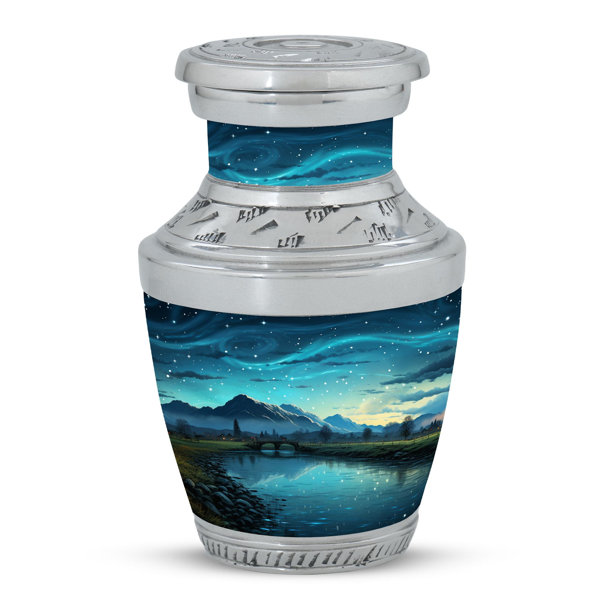 Starry Night Over the Countryside River Petite Memorial Mini Urn ...