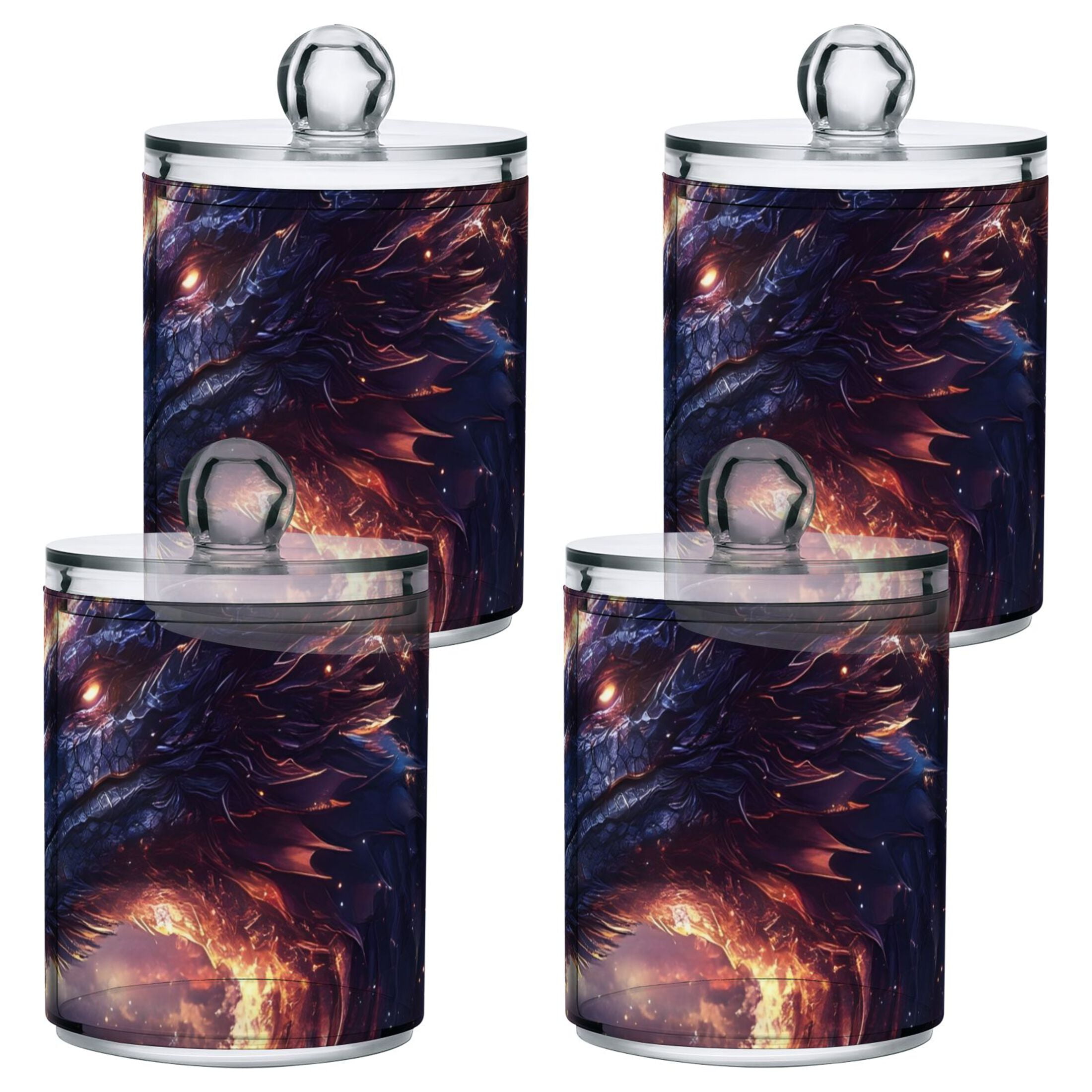 Starry Night Dragon Translucent Plastic Cans Storage Canisters with Lid ...