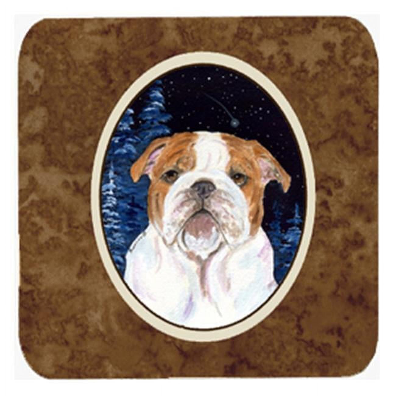 Starry Night English Bulldog Foam Coasters - Set Of 4- 3.5 x 3.5 In ...