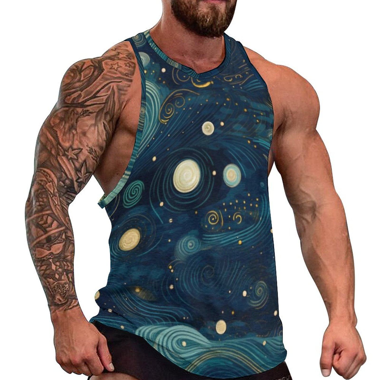 Starry Night Famous Painting Tank Top Male Vincent Tops Summer Pattern ...