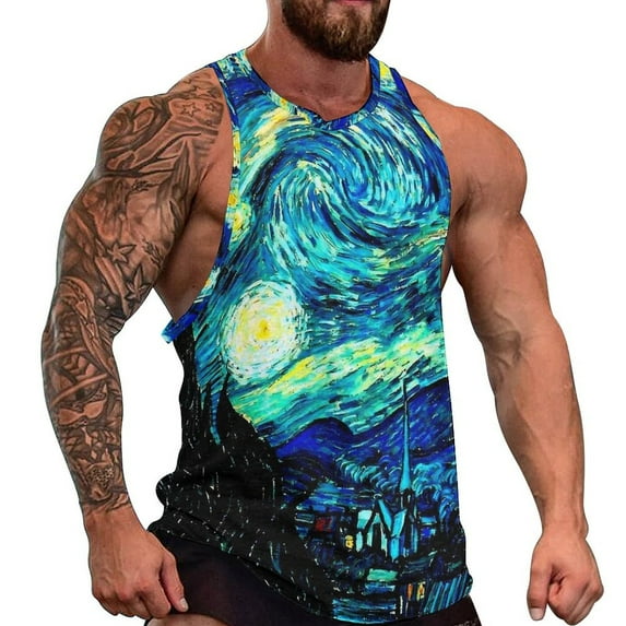 Starry Night Famous Painting Tank Top Male Vincent Tops Summer Pattern ...