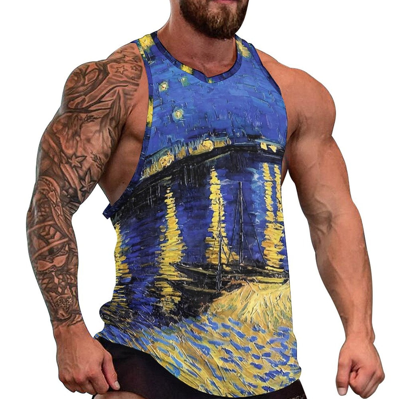 Starry Night Famous Painting Tank Top Male Vincent Tops Summer Pattern ...