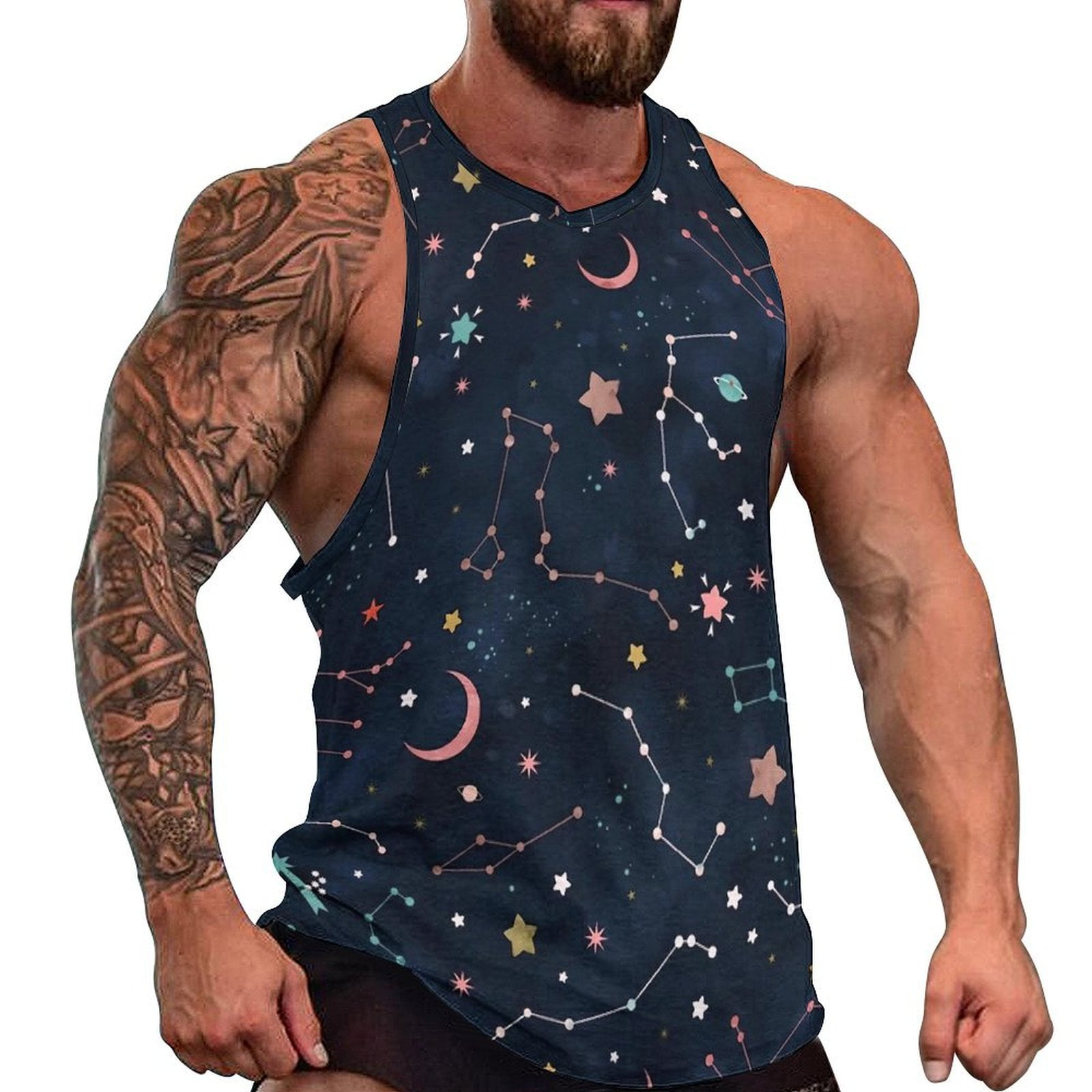 Starry Night Famous Painting Tank Top Male Vincent Tops Summer Pattern ...