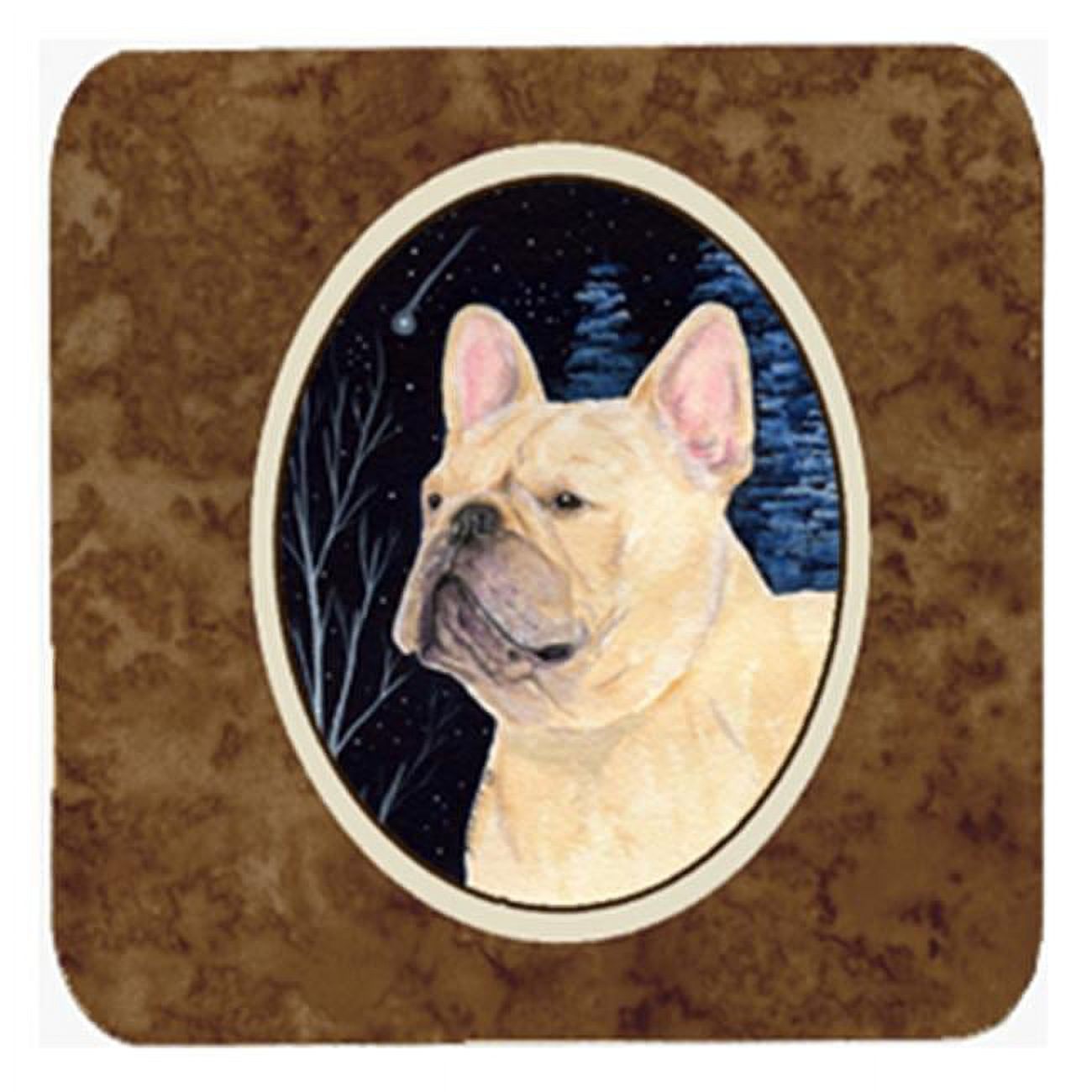 Starry Night French Bulldog Foam Coasters - Set Of 4- 3.5 x 3.5 In ...