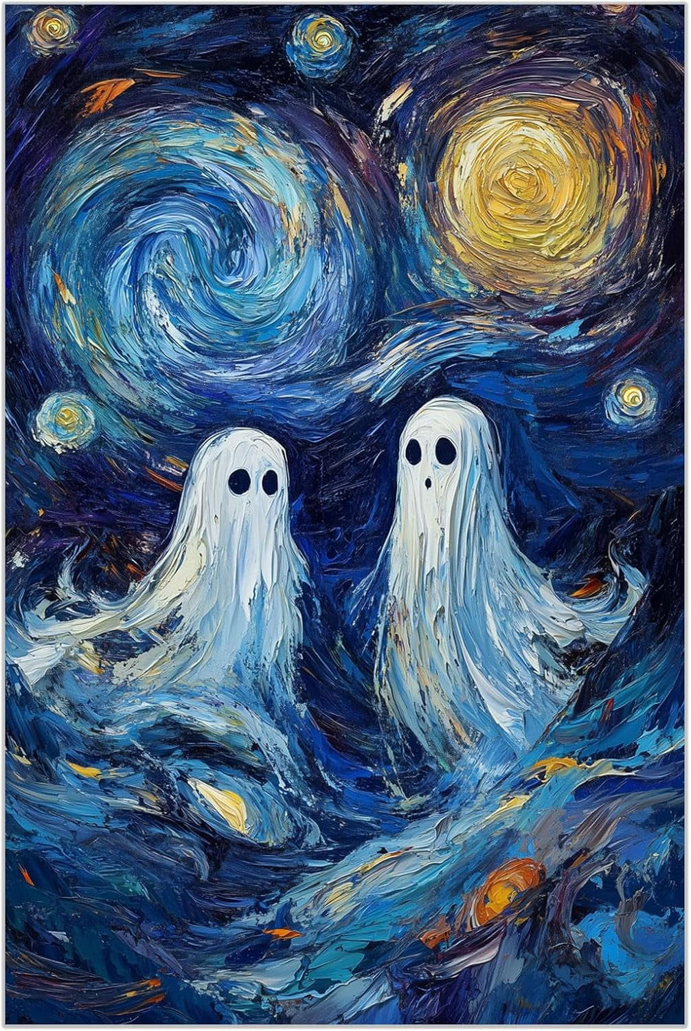 Starry Night Ghosts Canvas Print - Eerie Halloween Wall Art for Home ...