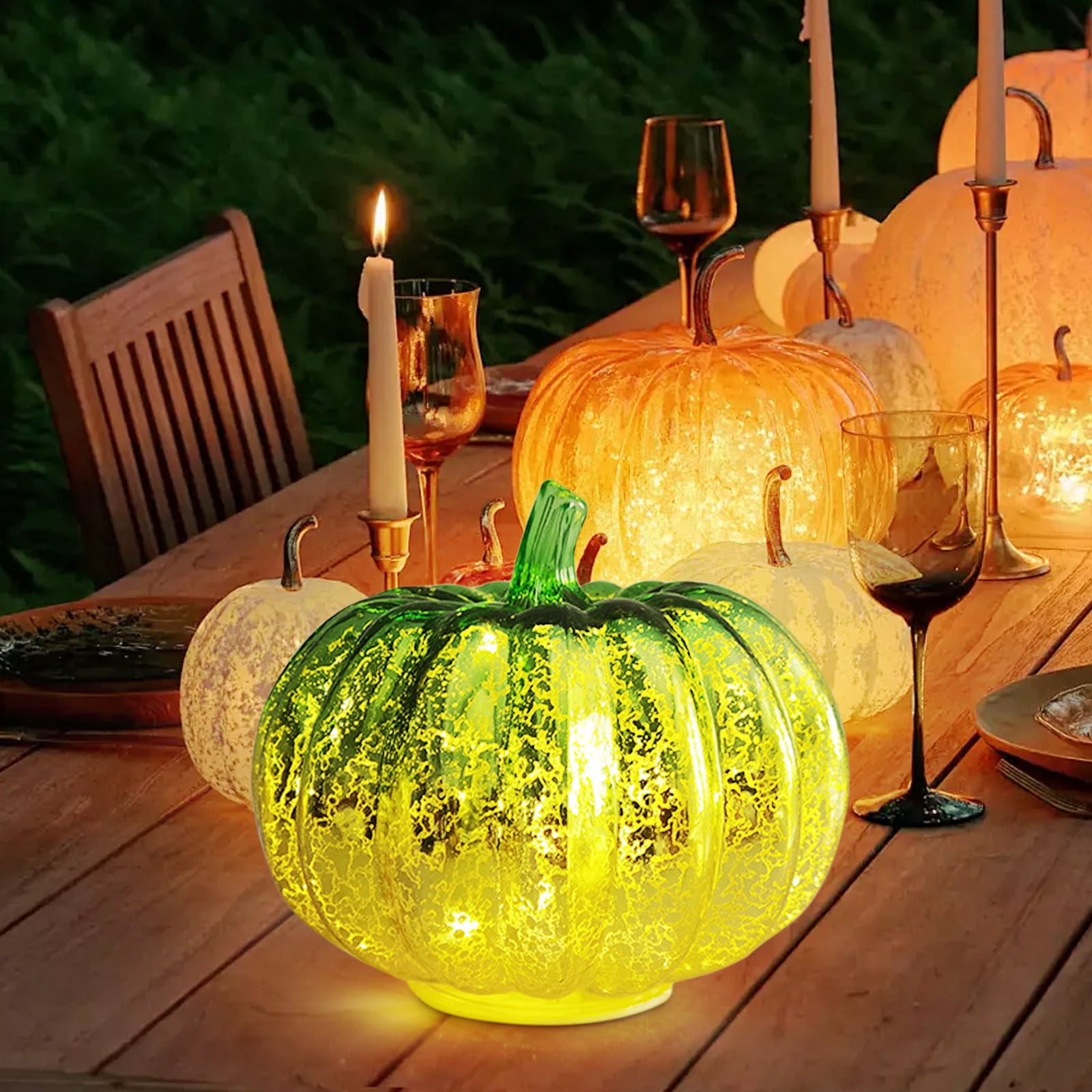 Starry Night Glass Pumpkins, Lighted Sparkling Starry Night Pumpkins ...