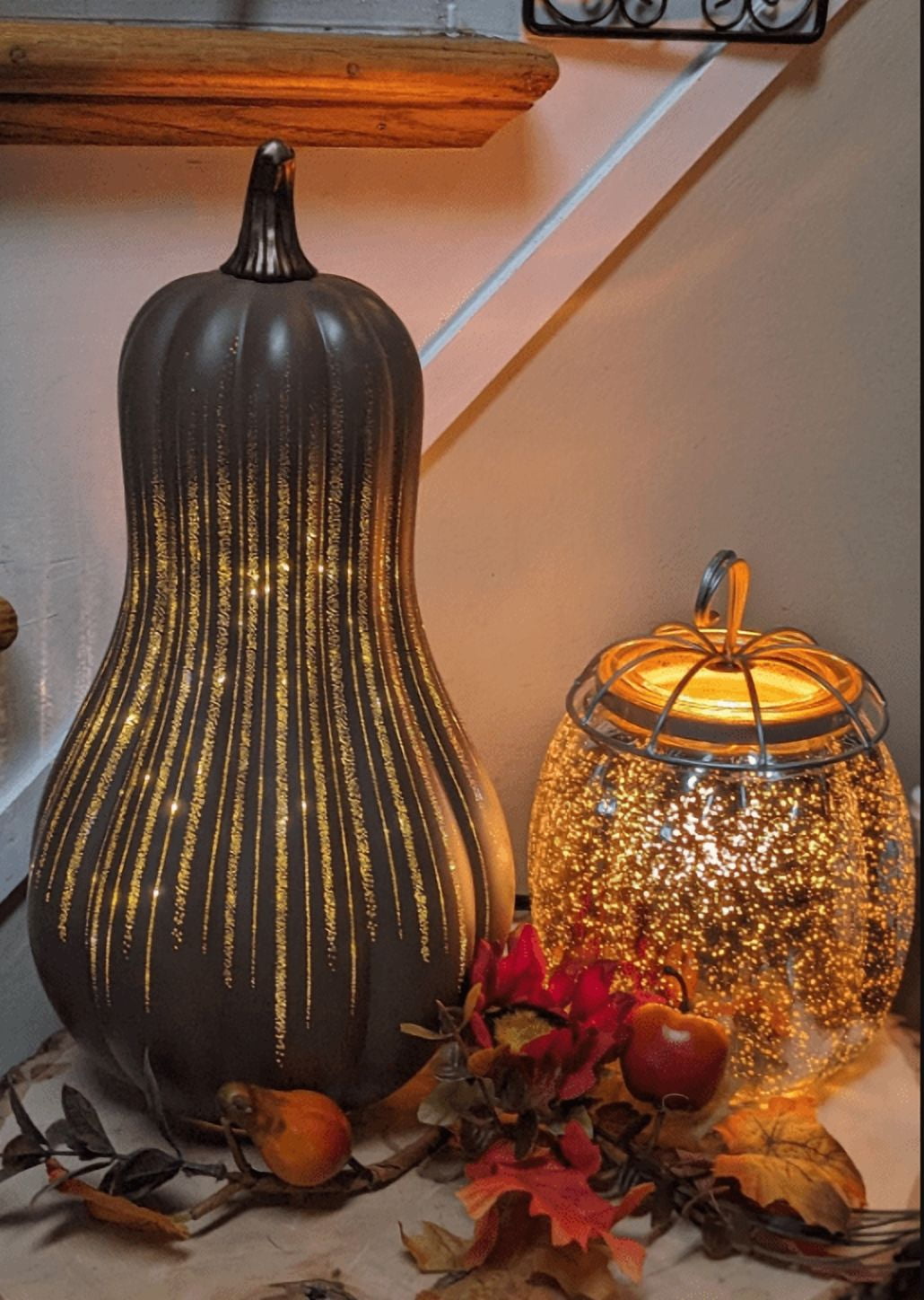 Starry Night Gourd, 10"Cherishous Twinkle LED Light Pumpkins with Timer ...