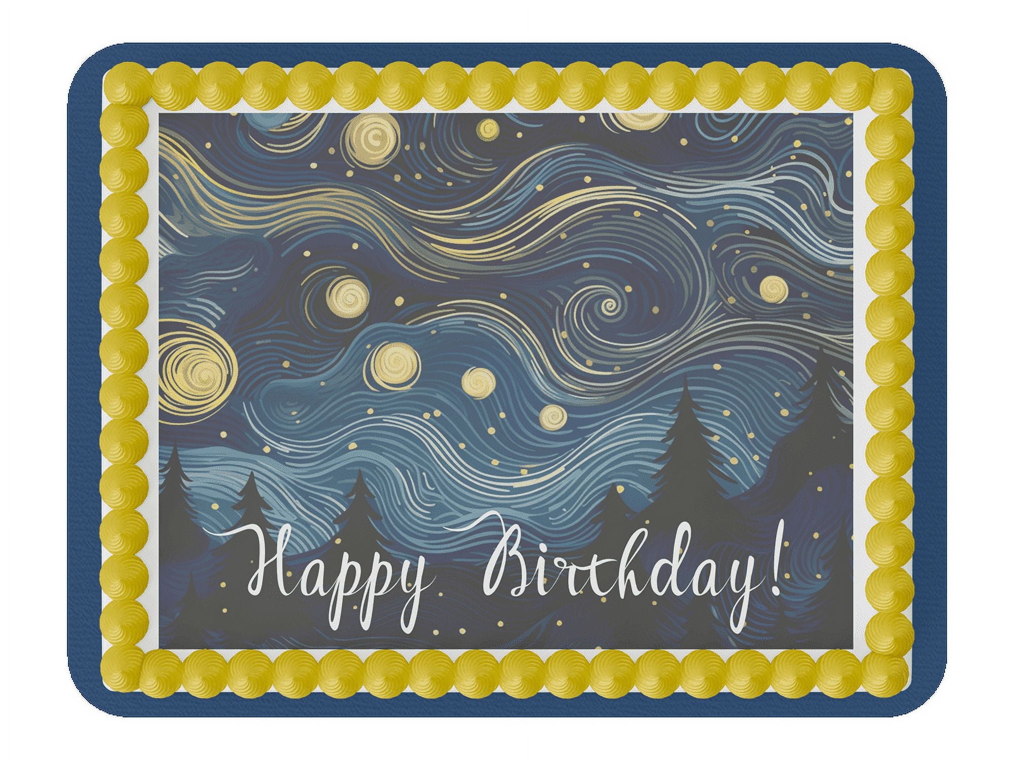 Whimsical Practicality's Starry Night Abstract Edible Cake Decoration ...