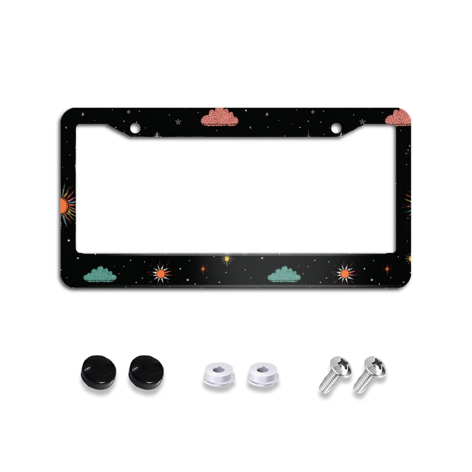 Starry Night License Plate Frames Universal Aluminum Tag Holder Cover ...