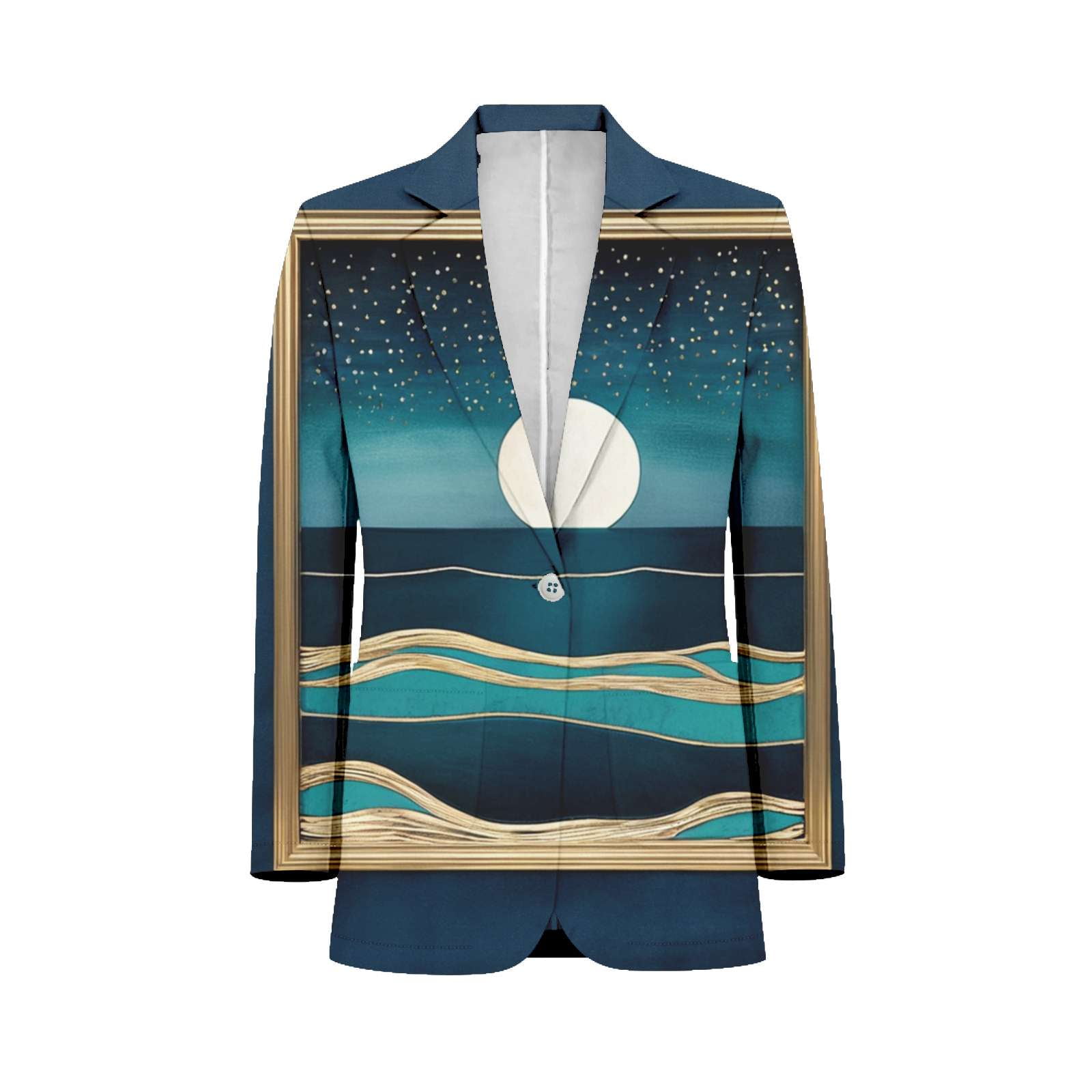Starry Night Ocean Waves Customized Men's Suits full man Shawl Collar ...
