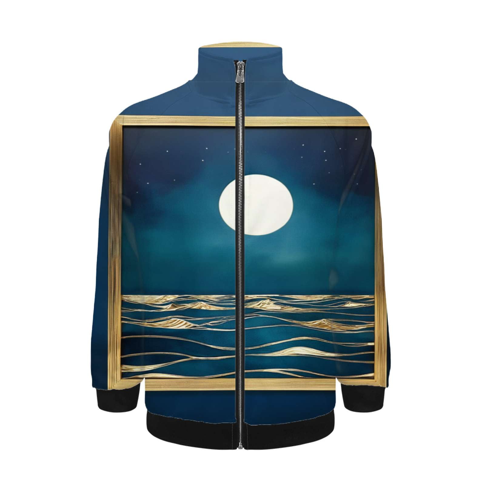 Starry Night Ocean Waves Jacket Men's Street Cool Long Sleeves Coat ...