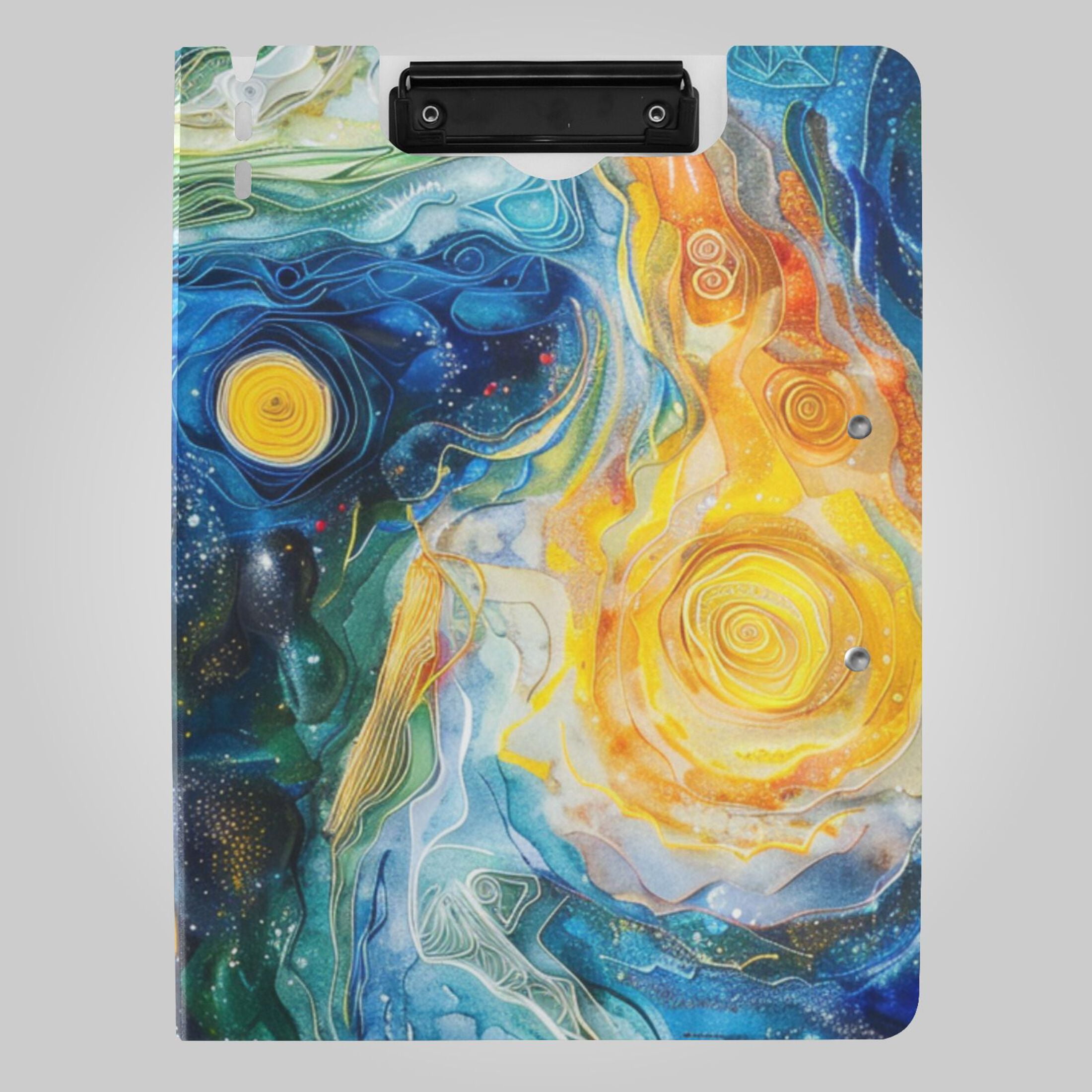 Starry Night Oil Painting Foldable Binder Folder Clipboard with Pen ...