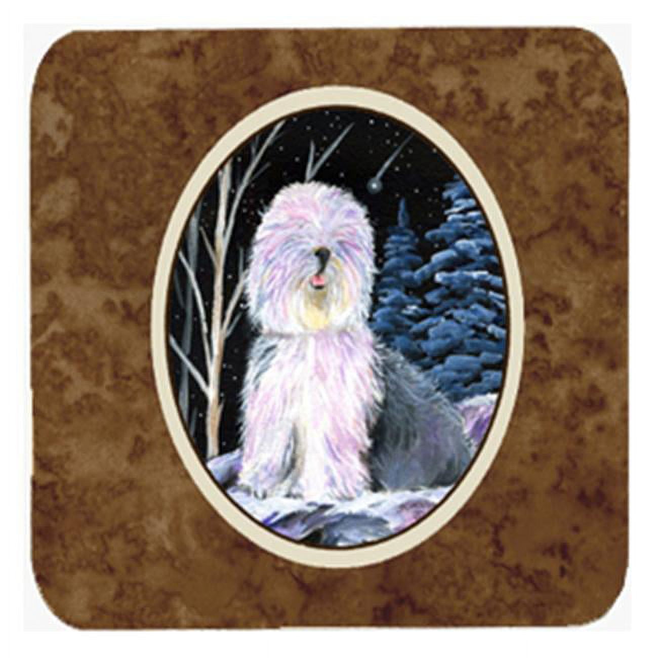 Starry Night Old English Sheepdog Foam Coasters - Set Of 4, 3.5 x 3.5 ...