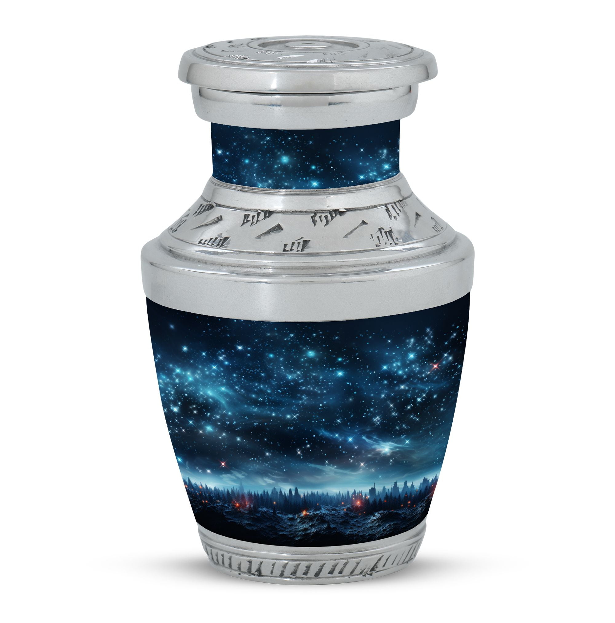 Starry Night Over Snowy Forest Lunar Lullaby - Tiny Keepsake Urn for ...