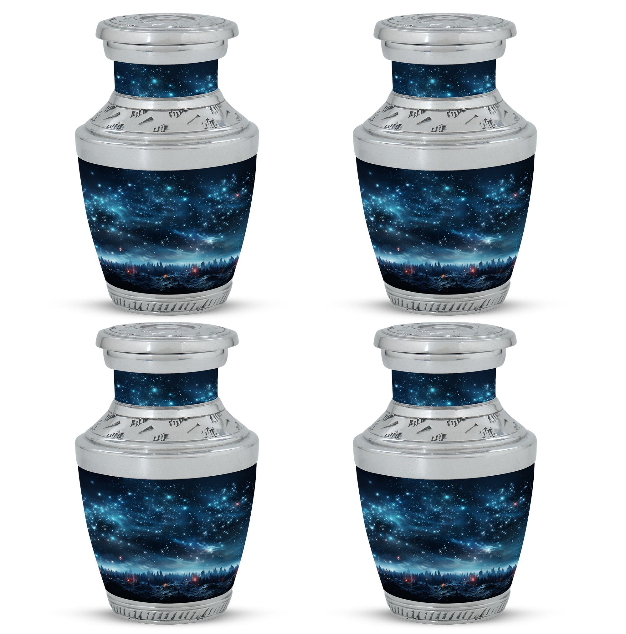 Starry Night Over Snowy Forest Radiant Repose - Mini Decorative Urn for ...