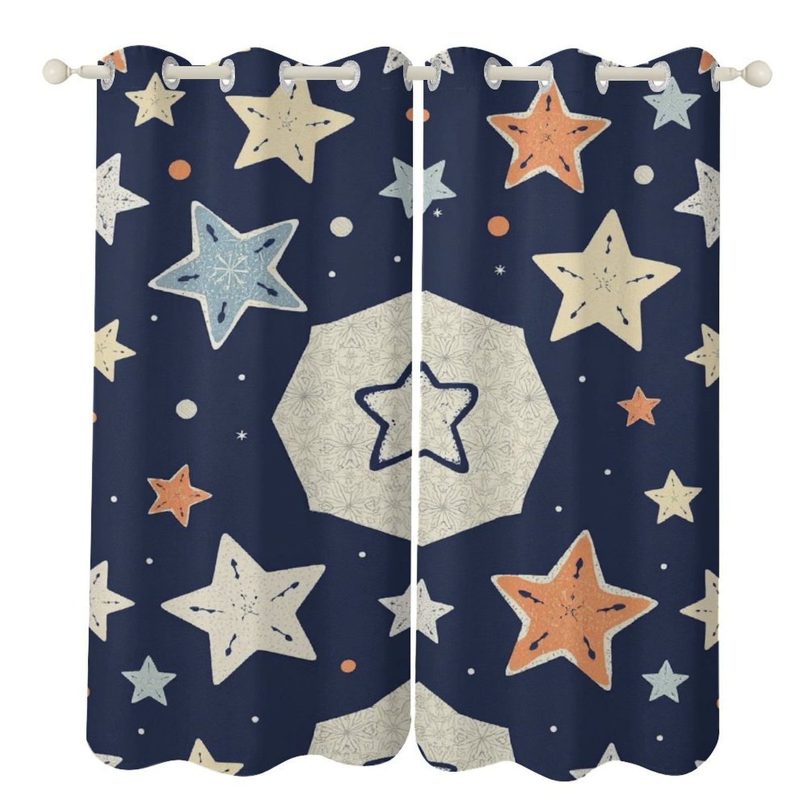 Starry Night Pattern Blackout Window Curtains for Bedroom Living Room ...