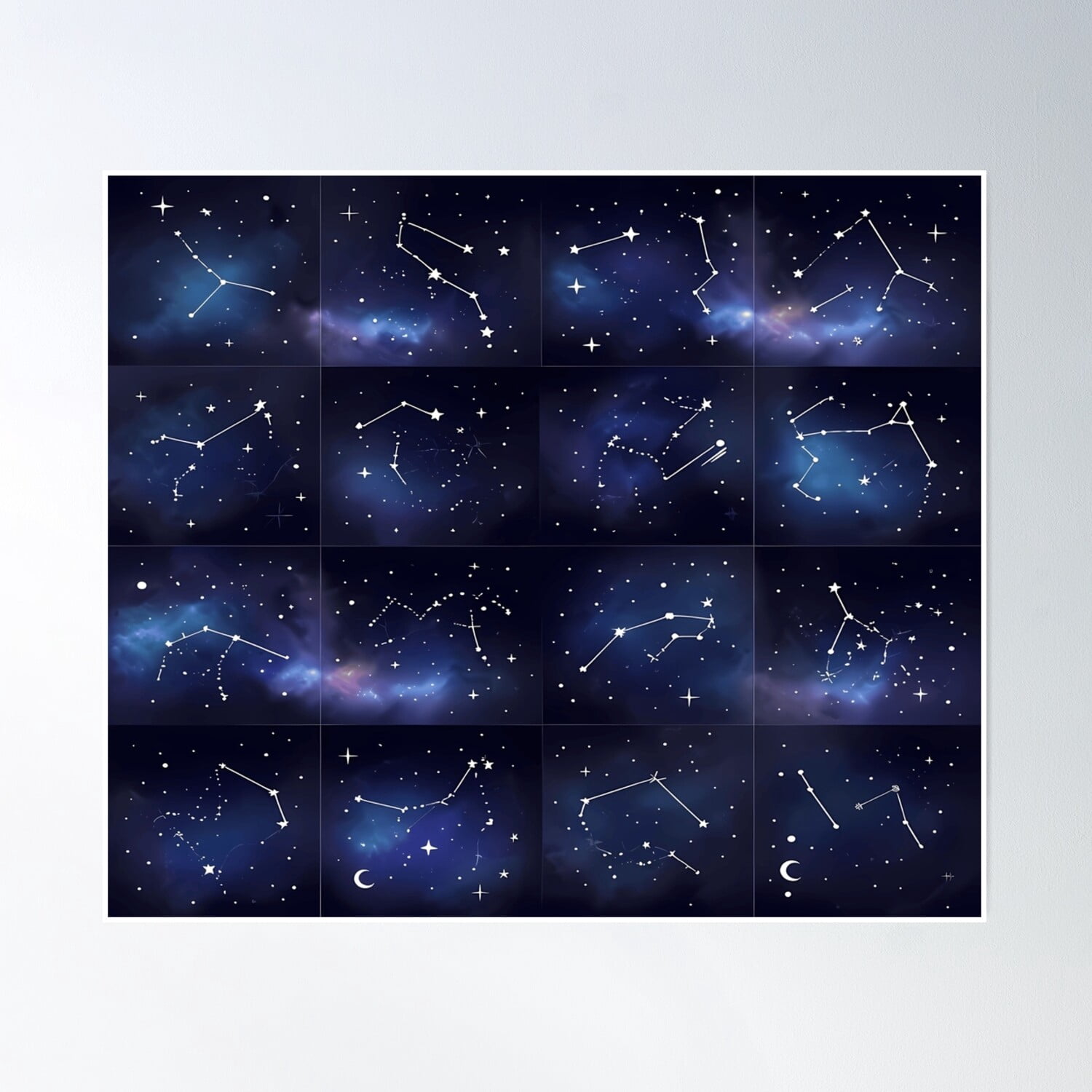 Starry Night Patterns Collection Poster Wall Art, Modern Wall Decor ...