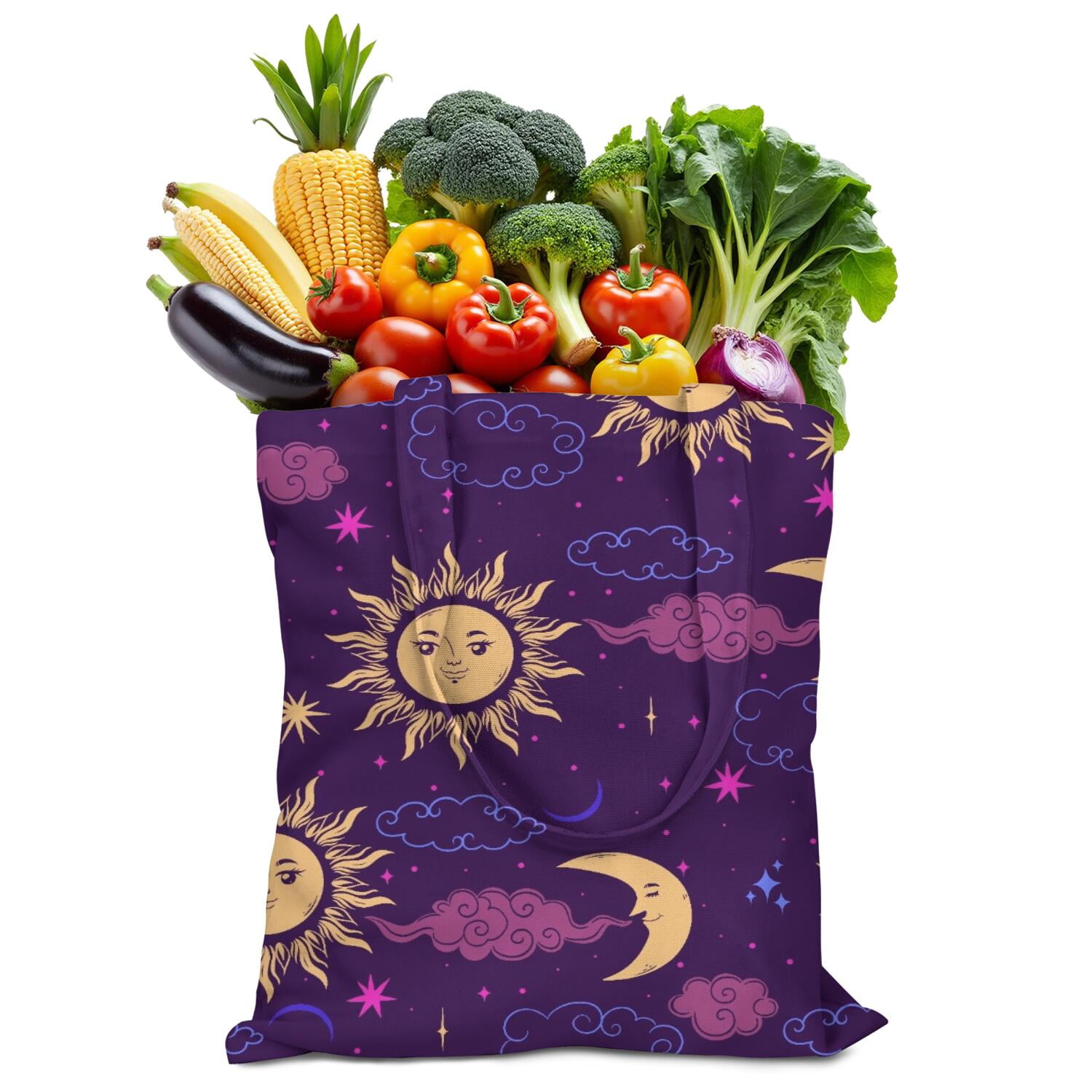 Starry Night Print Reusable Grocery Tote - Cosmic Aesthetic Machine ...