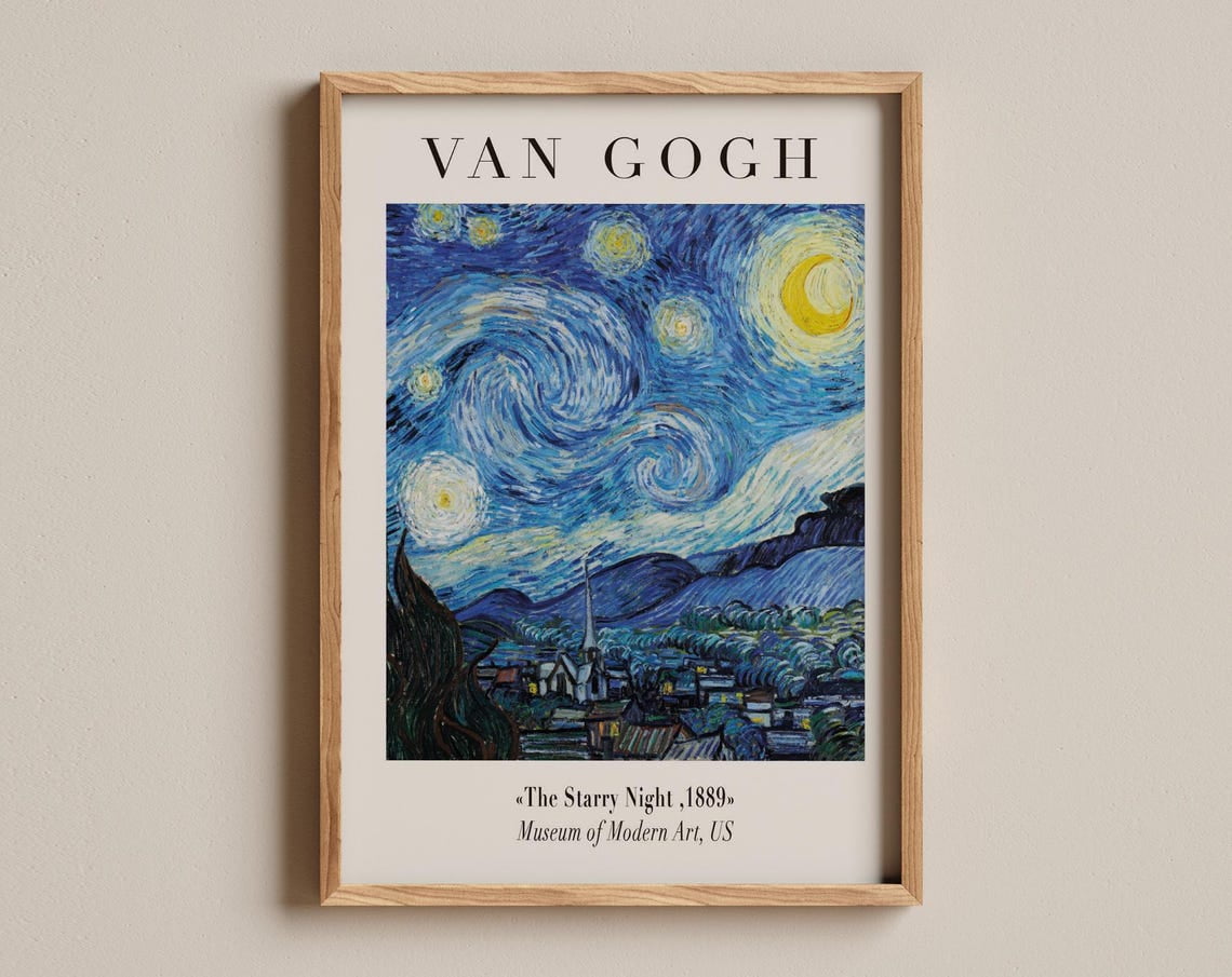 The Starry Night Print, Vincent Van Gogh Night Sky Painting, Expressive ...