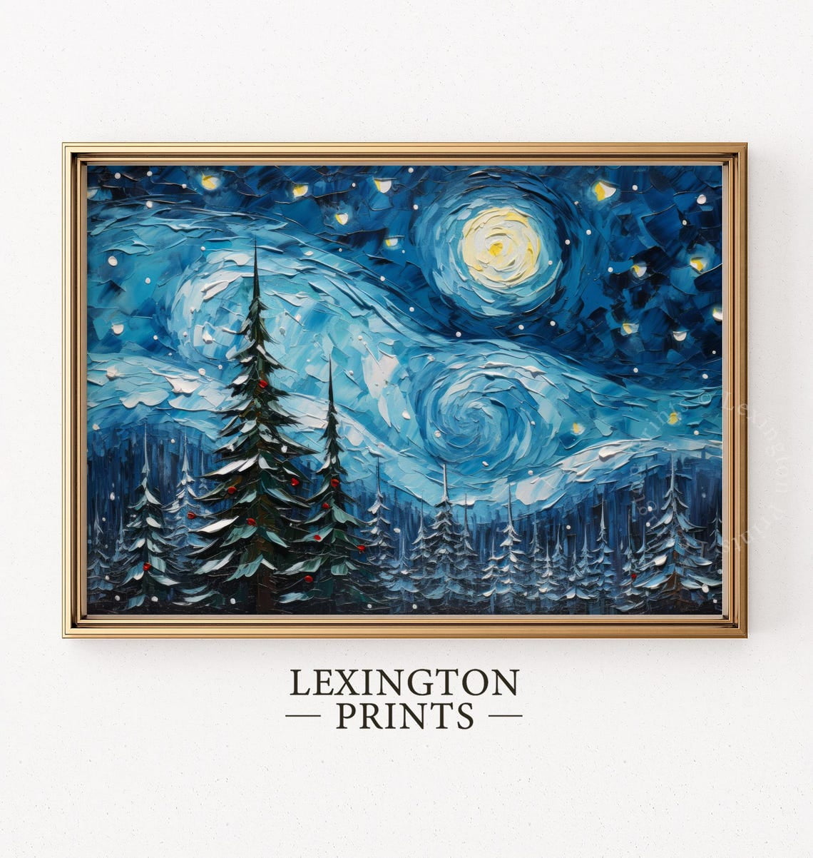 Starry Night Print Wall Art Van Gogh Art Print Winter Print Vintage Oil ...