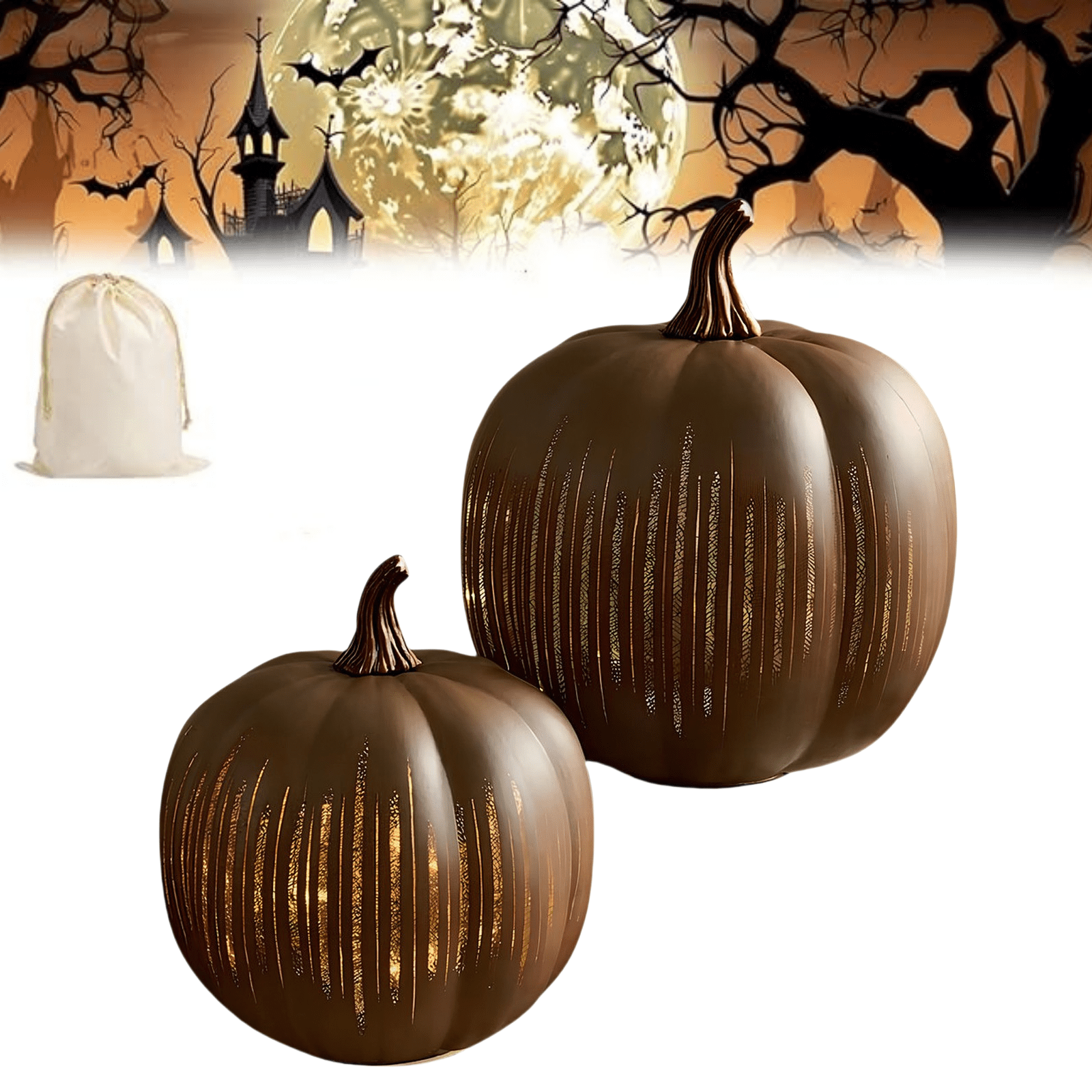 Starry Night Pumpkins,Cherishous Twinkle LED Light Pumpkins,Set of 2 ...