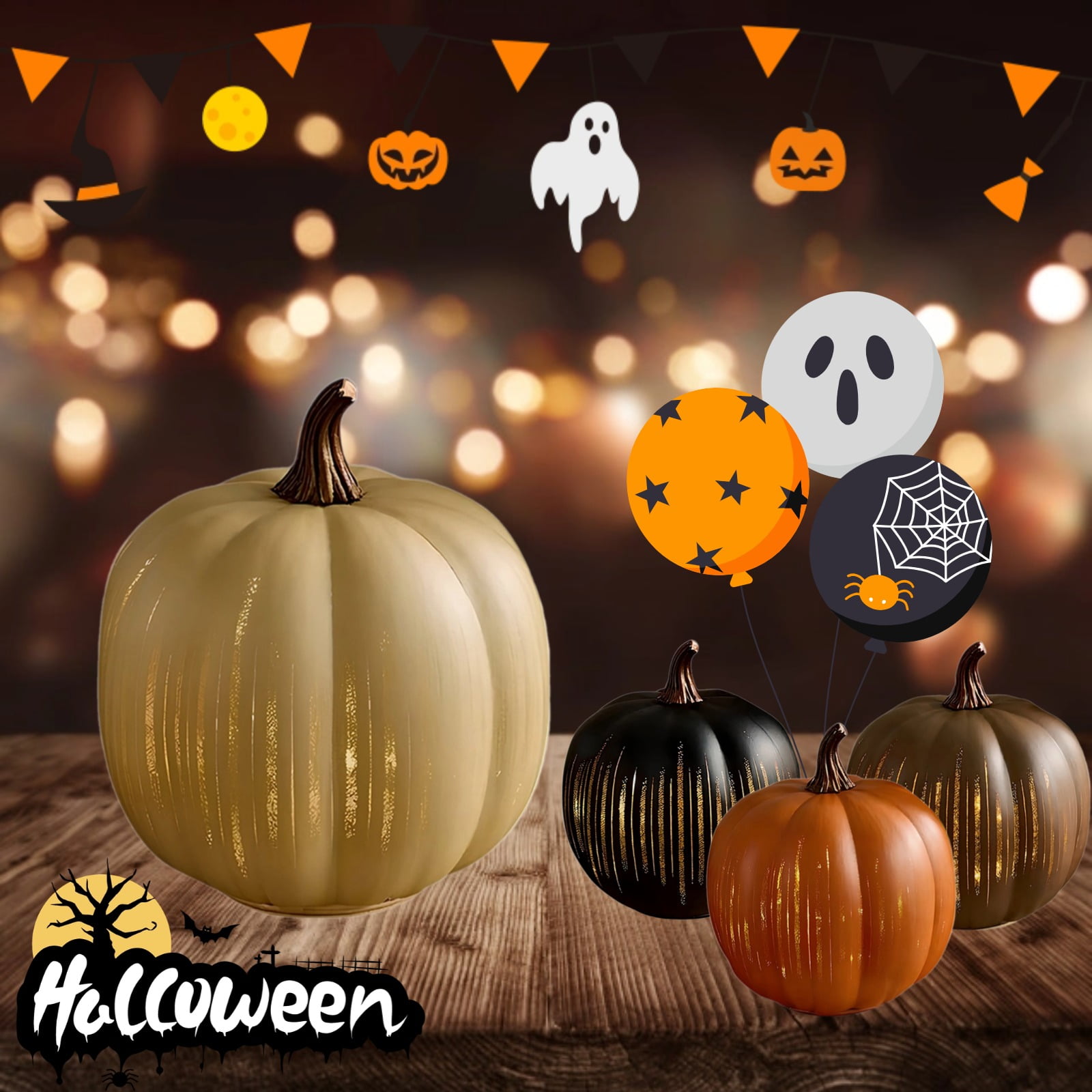 Starry Night Pumpkins,Cherishous Twinkle LED Light Pumpkins,Set of 2 ...
