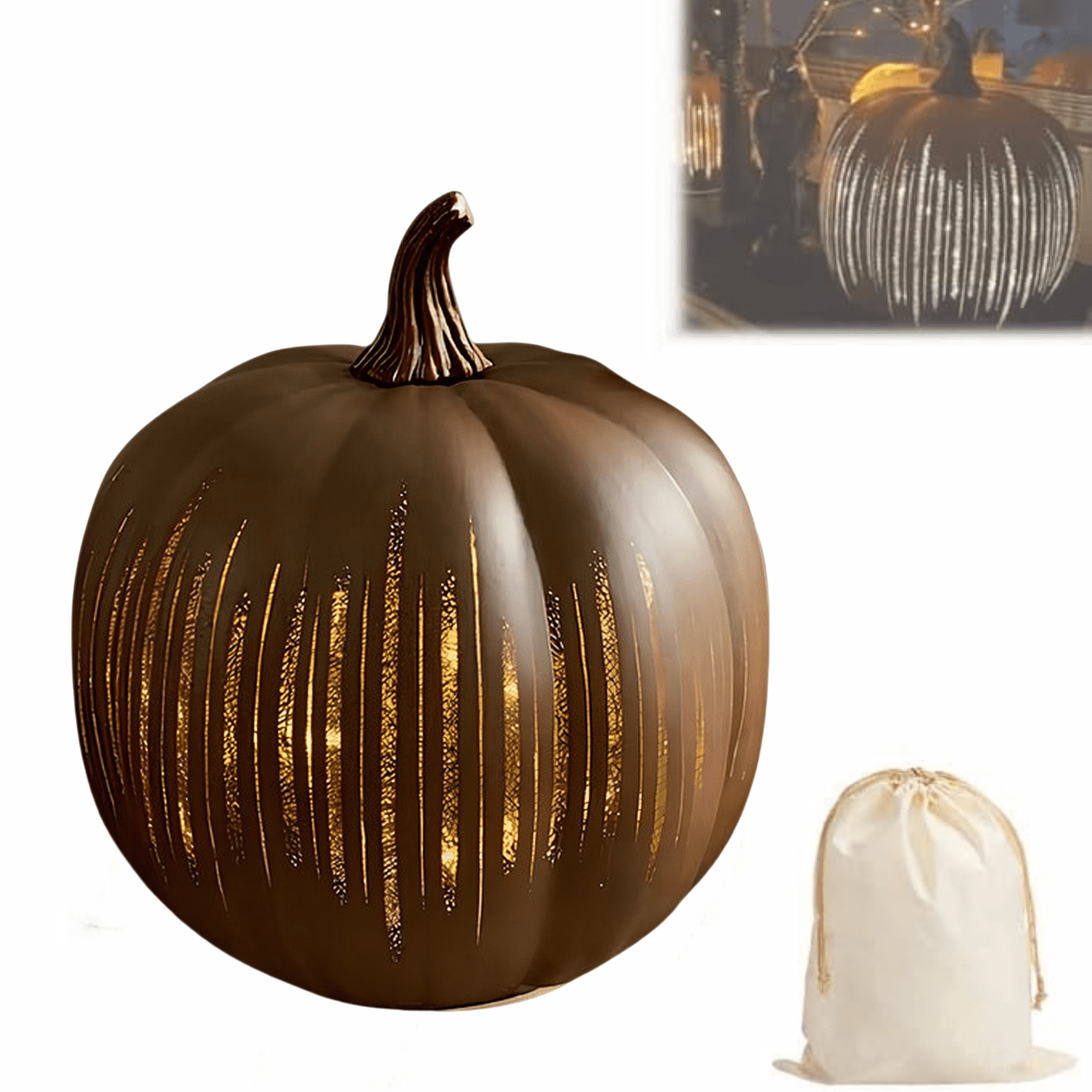 Starry Night Pumpkins, Cherishous Twinkle LED Light Pumpkins, Timer ...