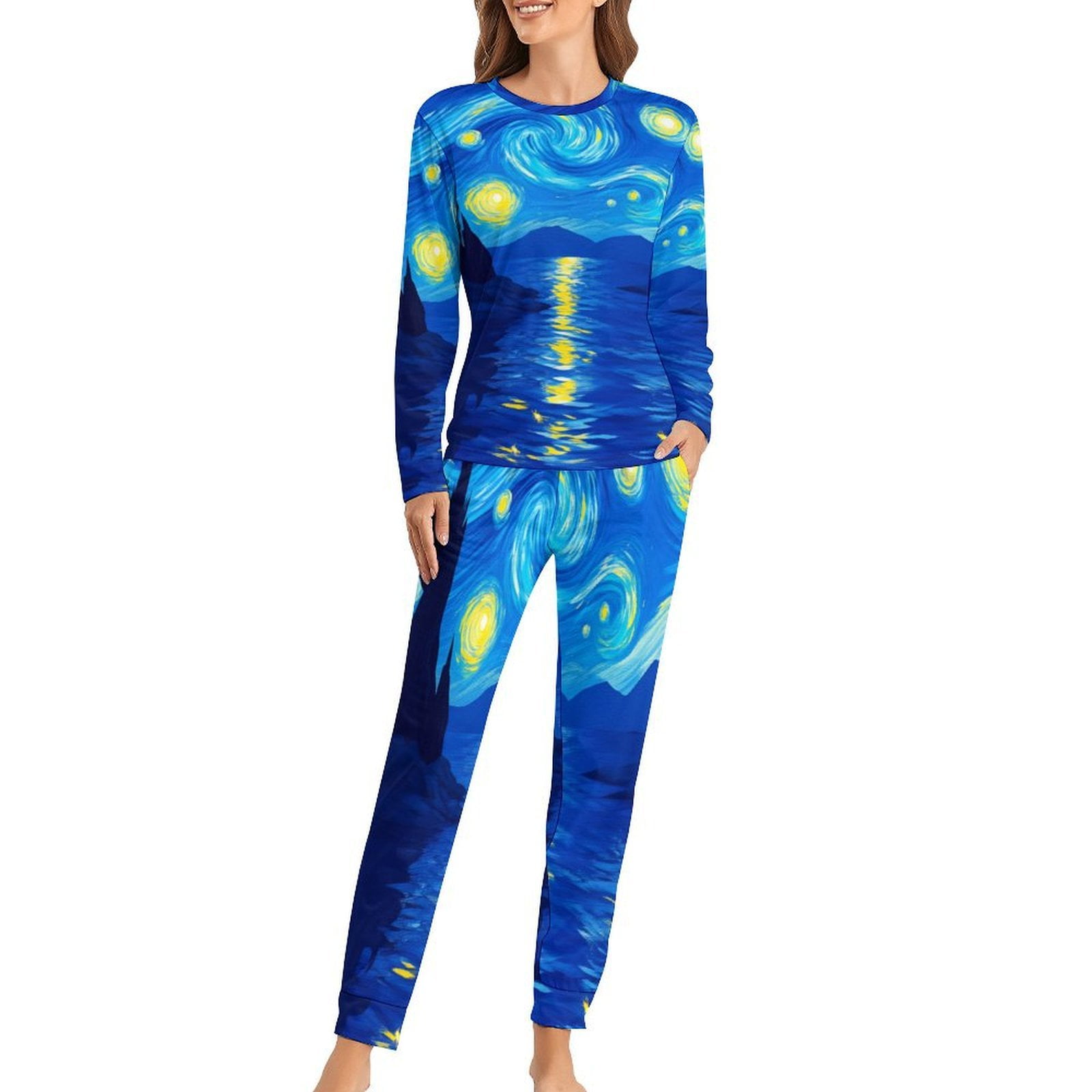 Starry Night Reflection-2 Pajamas Woman 2 Piece Vintage Pajamas Set ...