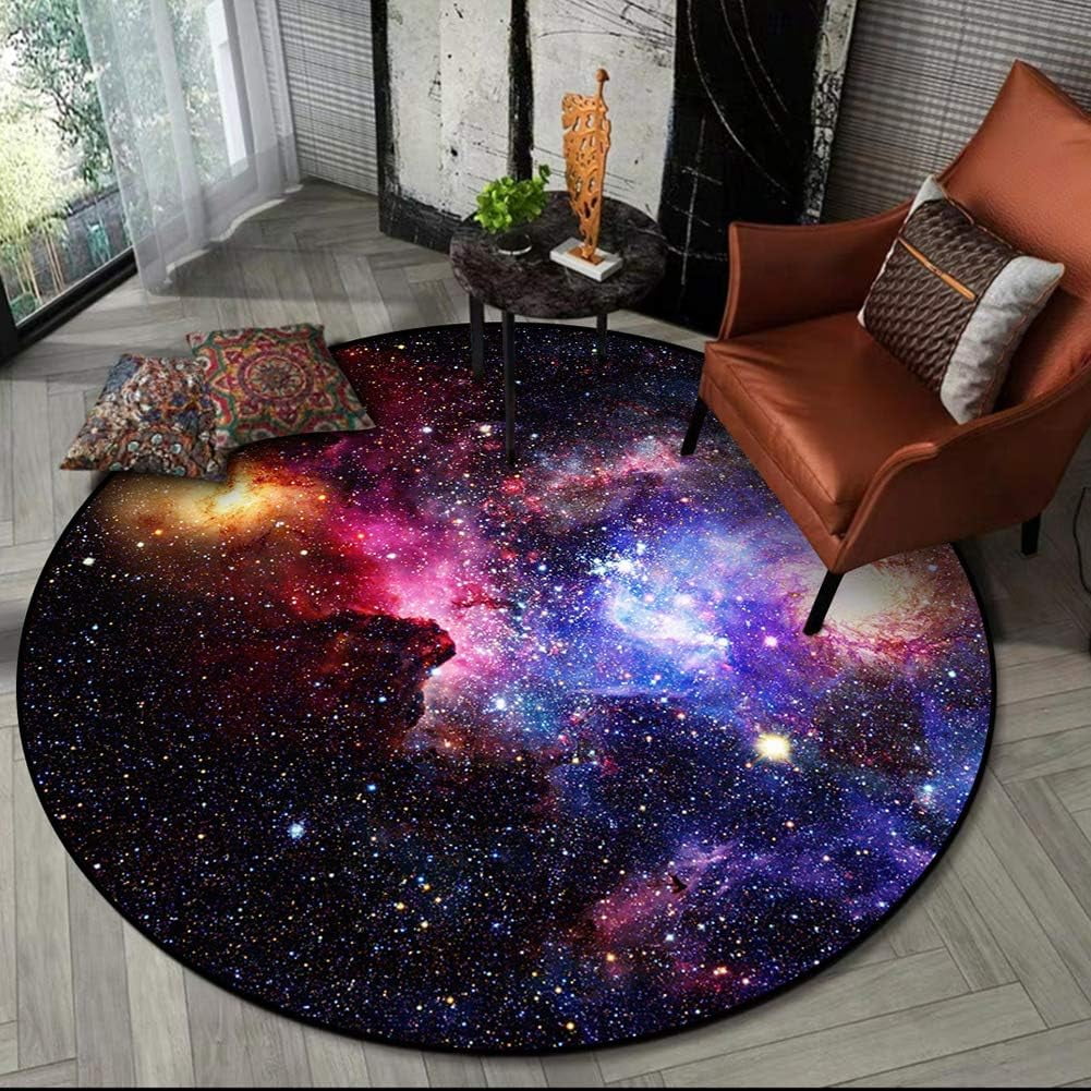 Starry Night Round Rugs, Universe Space Nebula Stars Starry Carpet ...