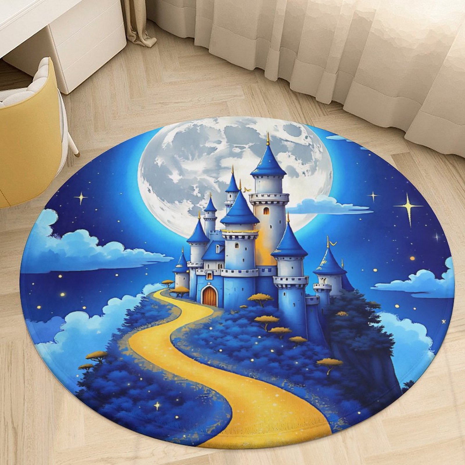 Starry Night Scene with A Lake And Mountains Round Area Rugs for ...
