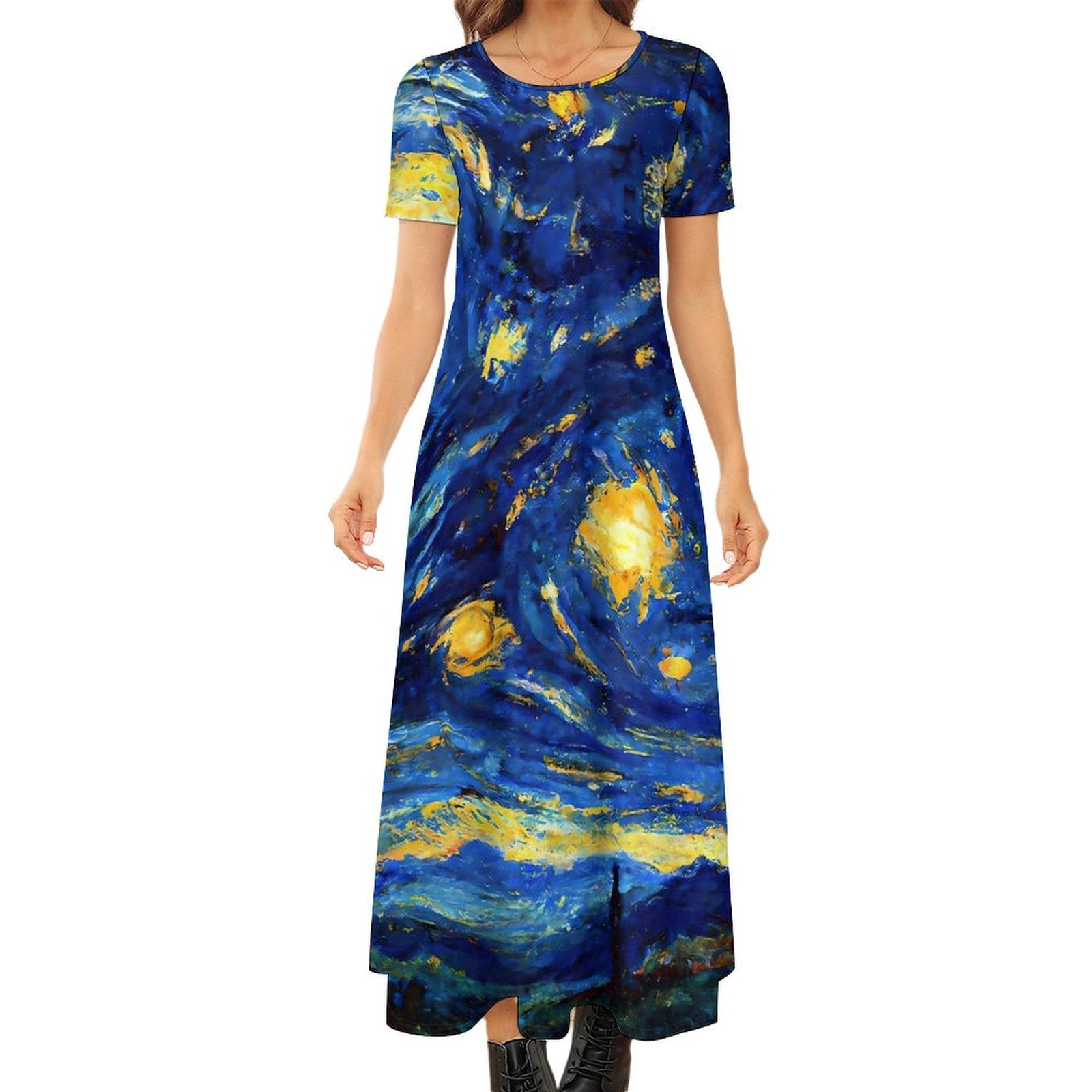 Starry Night Shadows Dress Fun Famous Painting Vintage Maxi Dress ...