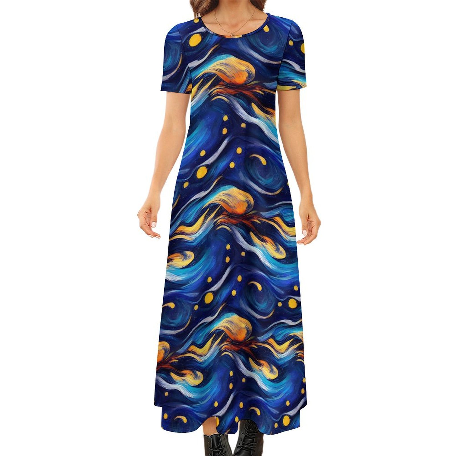 Starry Night Shadows Dress Fun Famous Painting Vintage Maxi Dress ...
