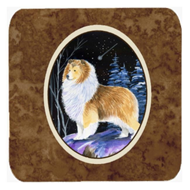 Starry Night Sheltie Foam Coasters - Set Of 4- 3.5 x 3.5 In. - Walmart.com
