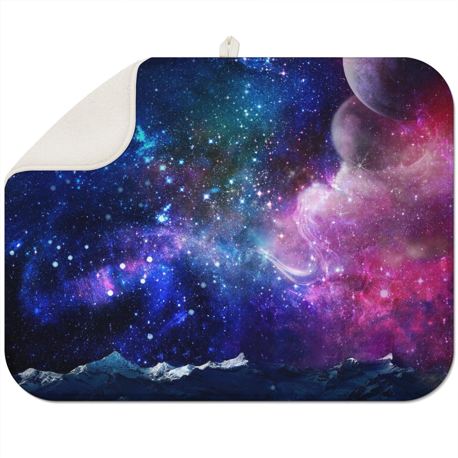 Starry Night Sky Dish Drying Pad Thick 3-Layer Absorbent Foldable ...