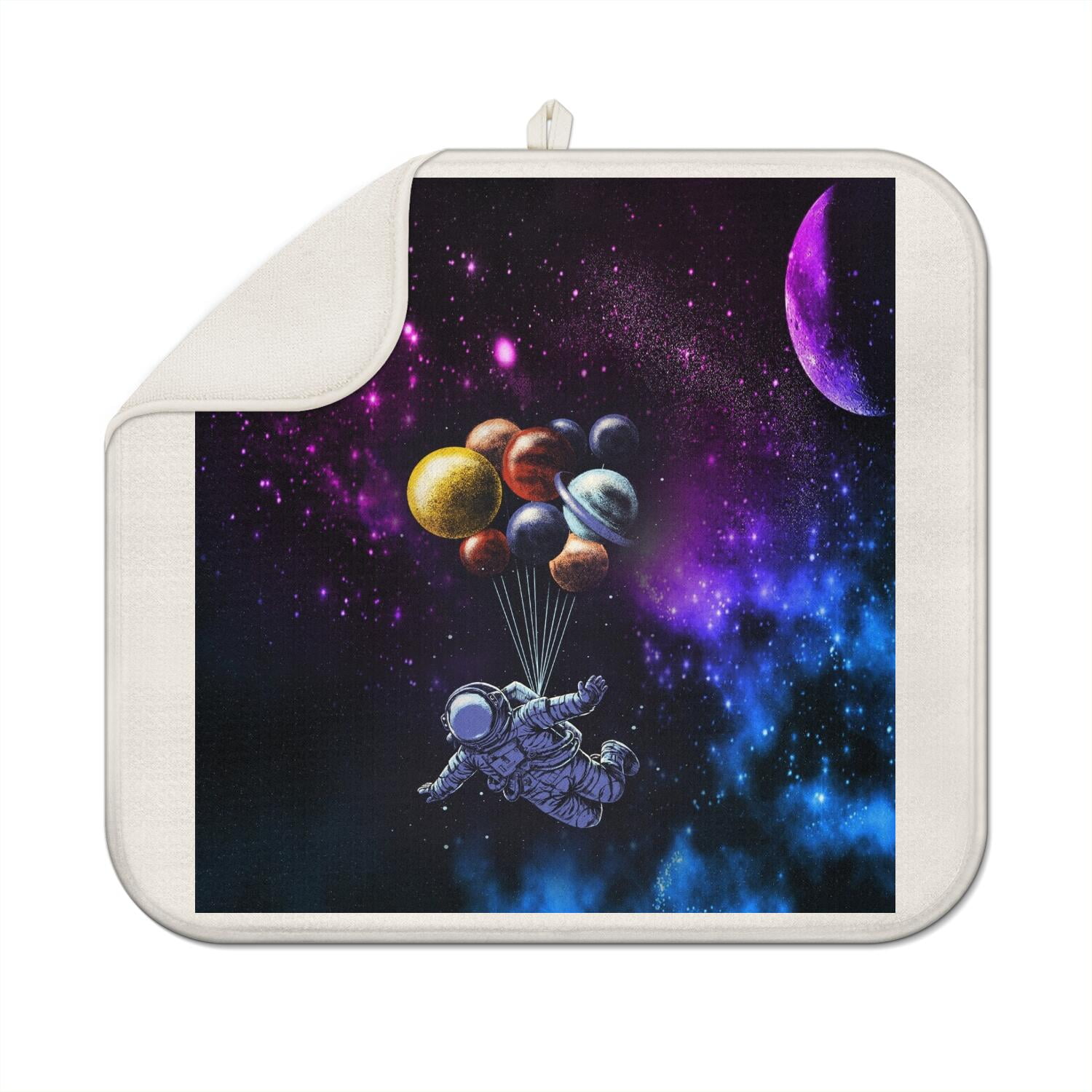 Starry Night Sky Dish Drying Pad Thick 3-Layer Absorbent Foldable ...