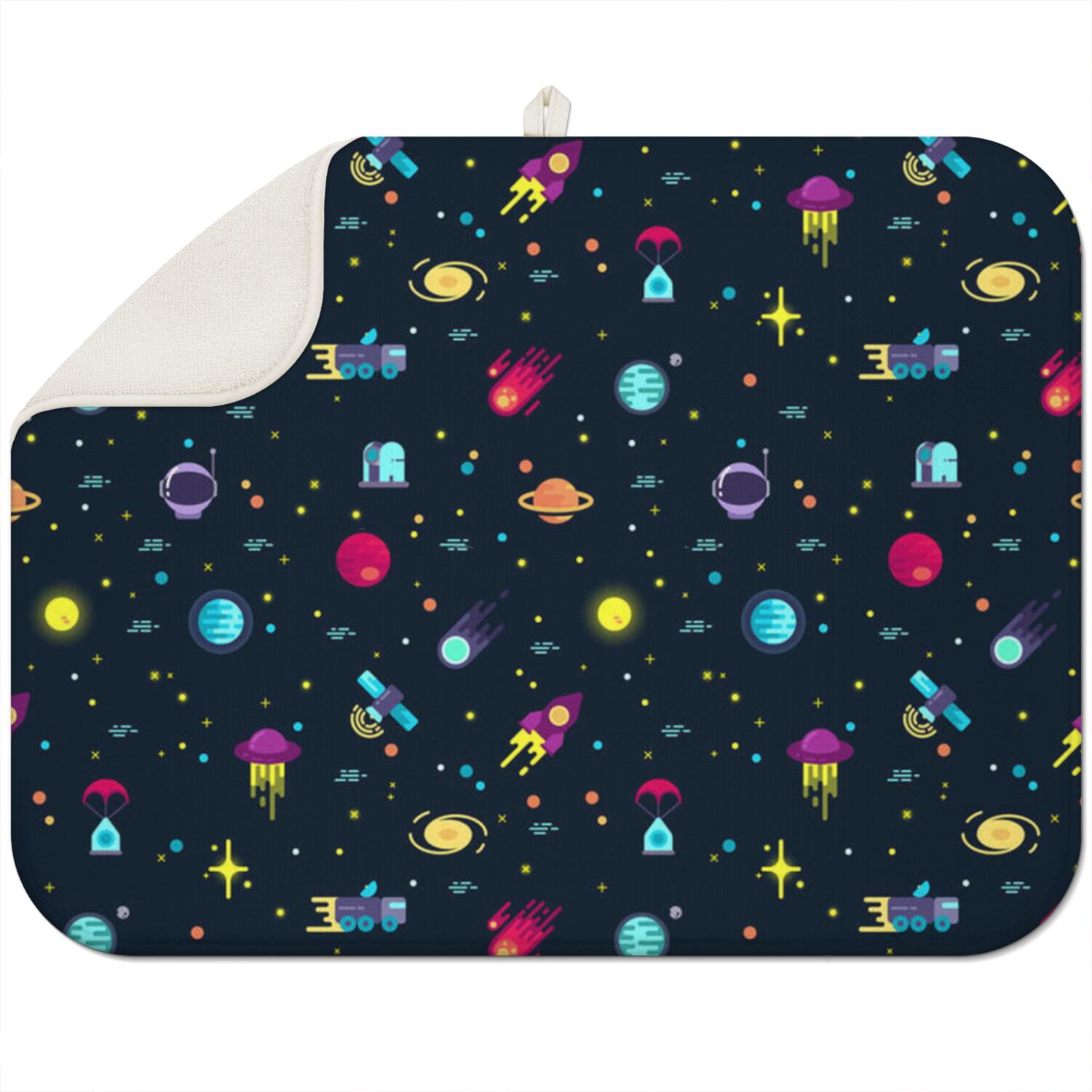 Starry Night Sky Drying Mat Thick 3-Layer Absorbent Foldable Counter ...